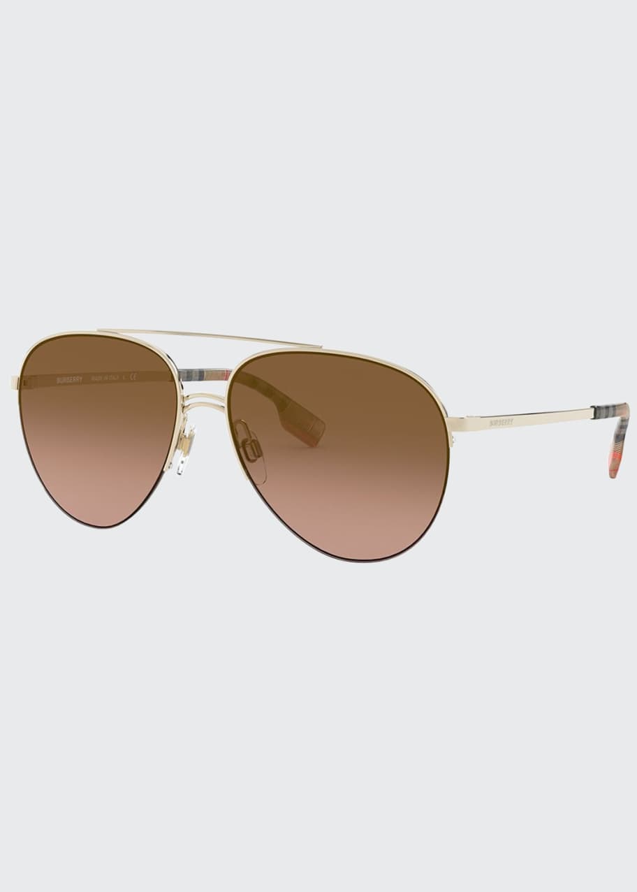 Burberry Steel Aviator Sunglasses - Bergdorf Goodman