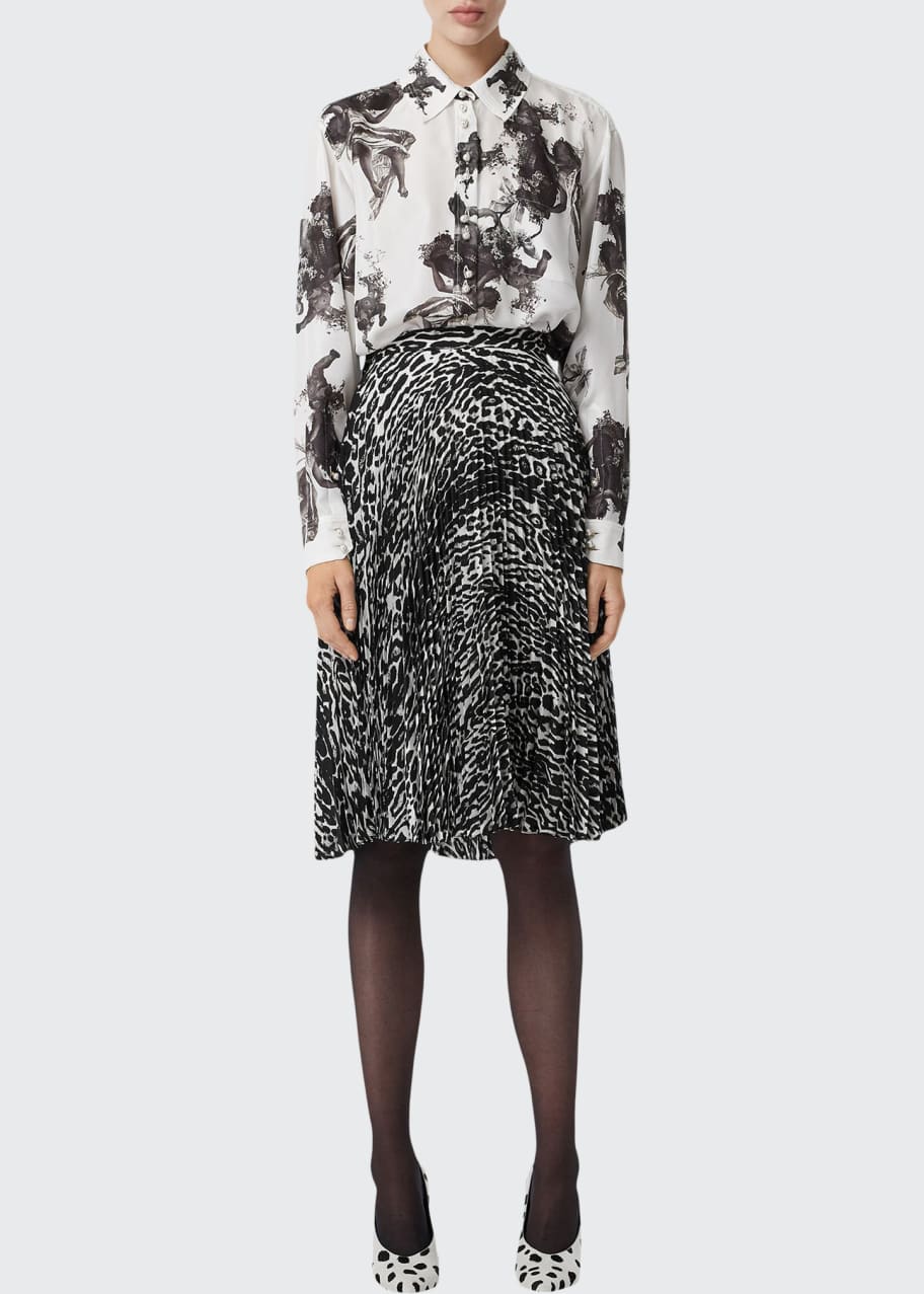 Burberry Carlota Angel-Print Silk Pearly Button-Front Shirt - Bergdorf ...