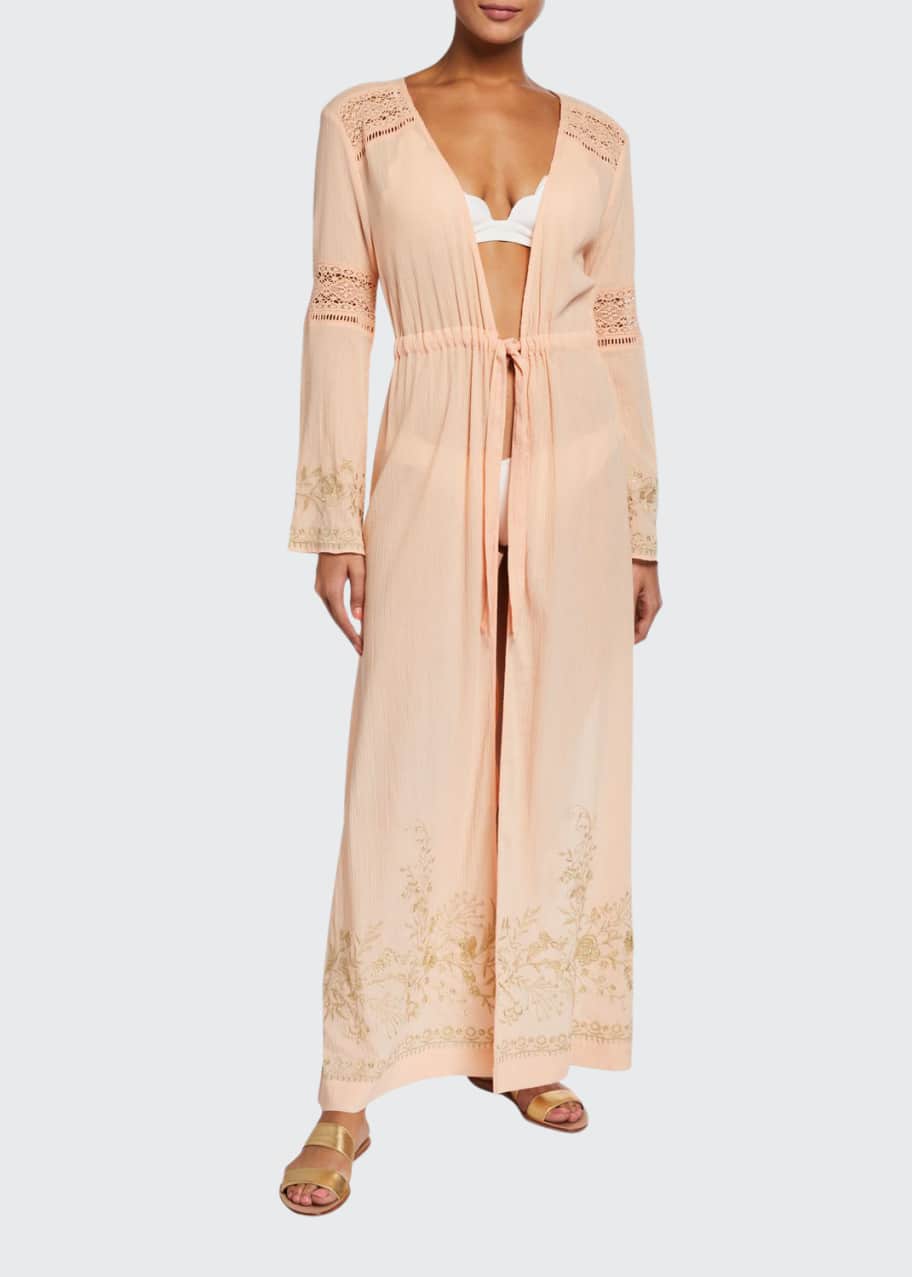 Letarte Mallorca Long-Sleeve Embroidered Kaftan - Bergdorf Goodman