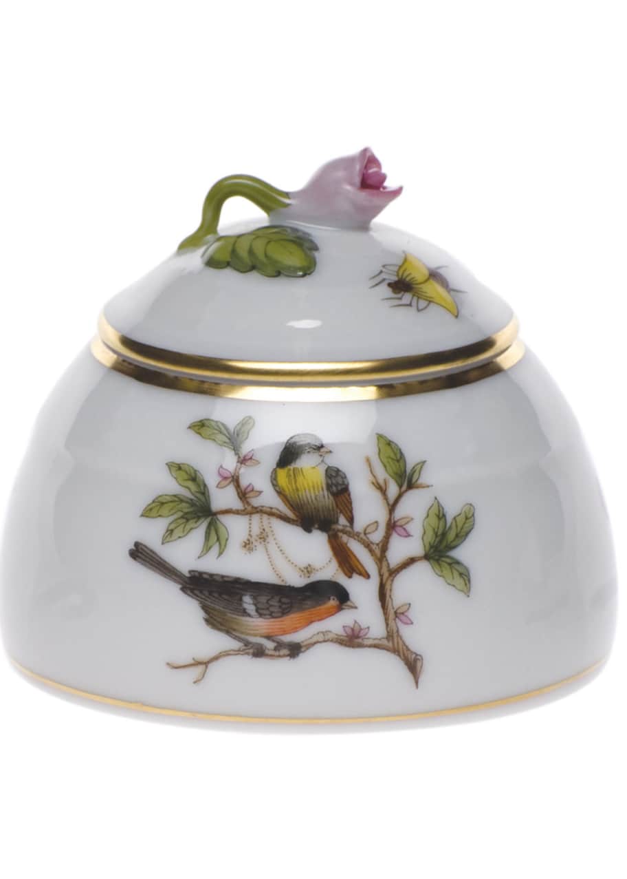 Herend Rothschild Bird Honey Pot with Rose - Bergdorf Goodman