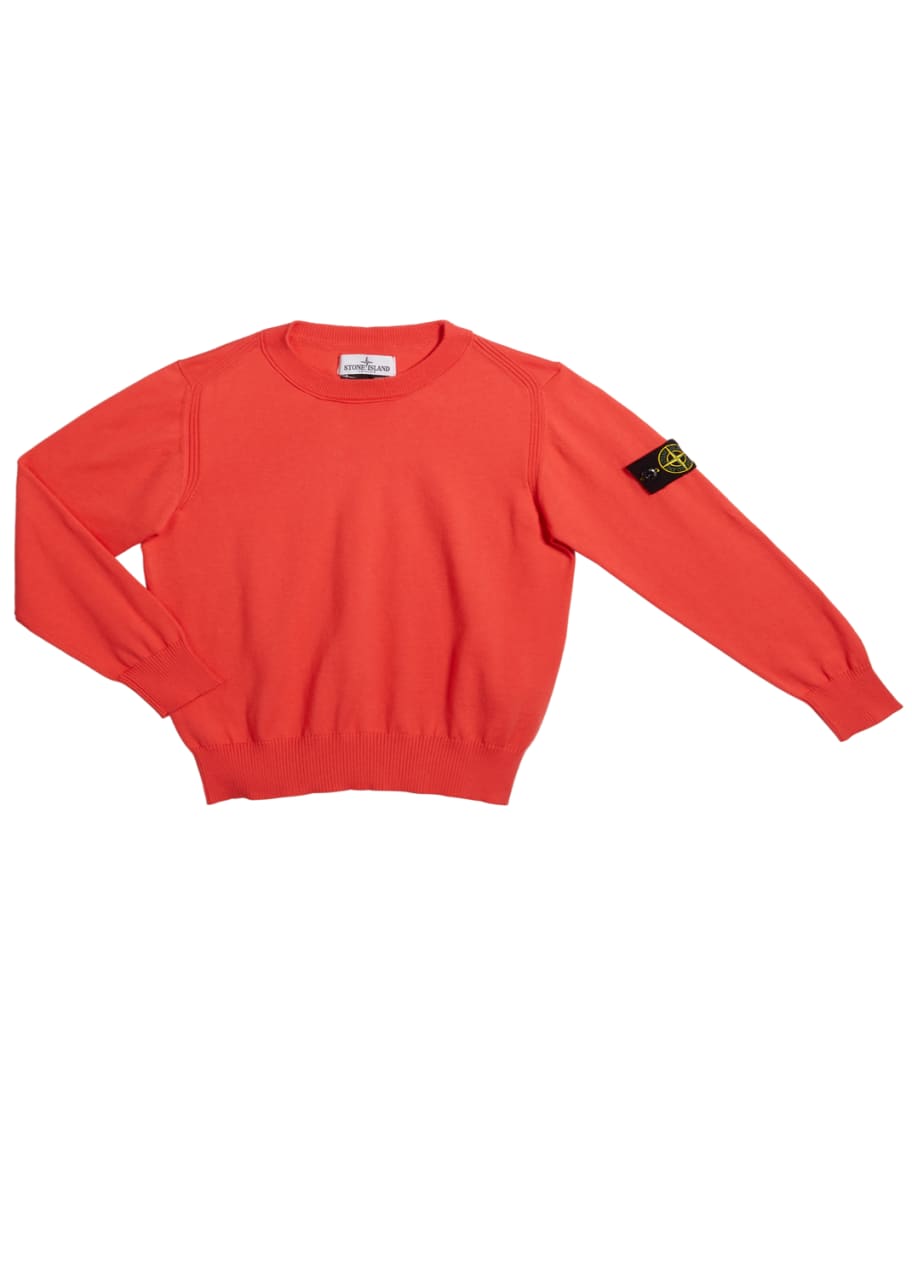 Stone Island Boy's Crewneck Sweater with Logo Arm Tab, Size 6-8 ...
