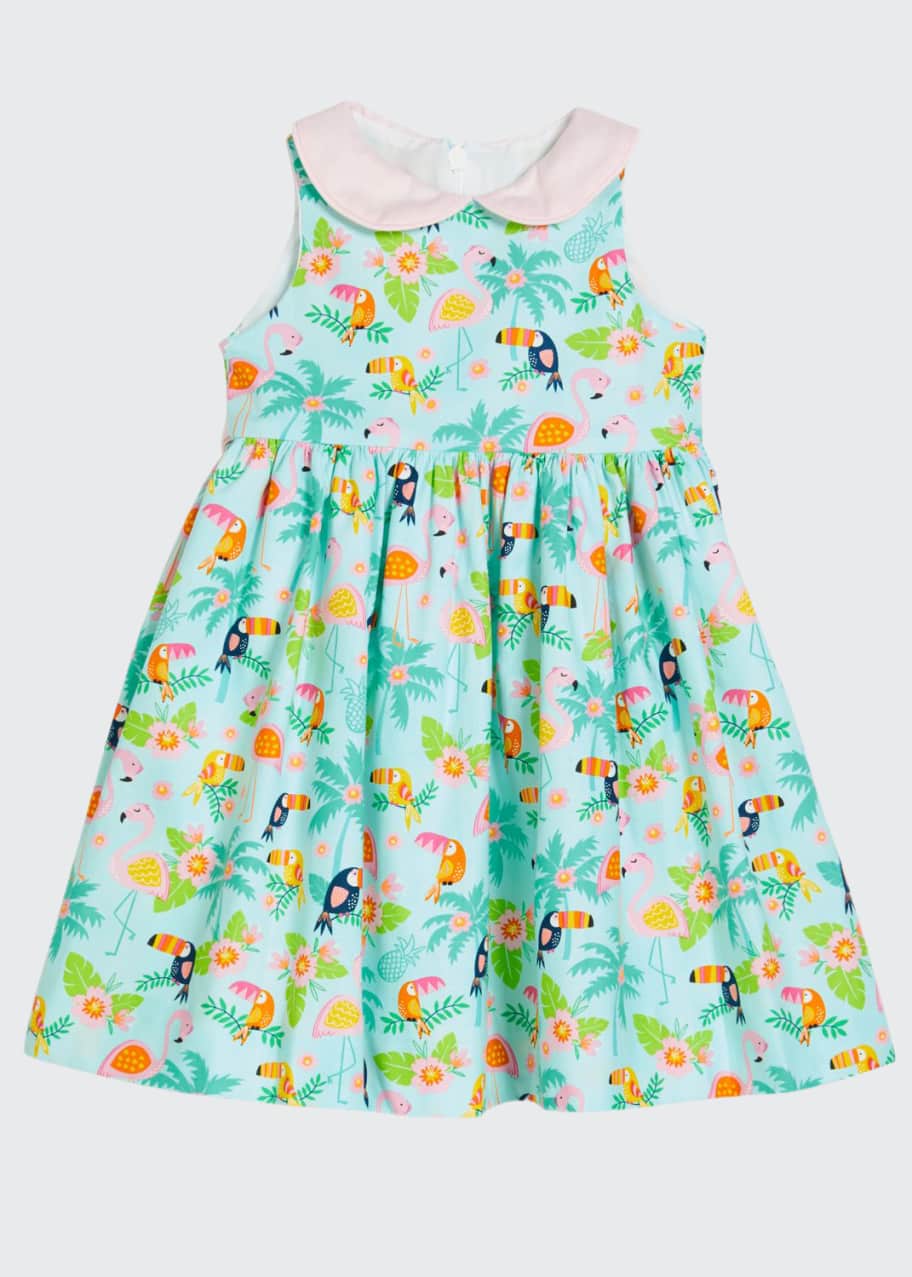 Susanne Lively Girl's Flamingo Dress with Collar, Size 4-6X - Bergdorf ...