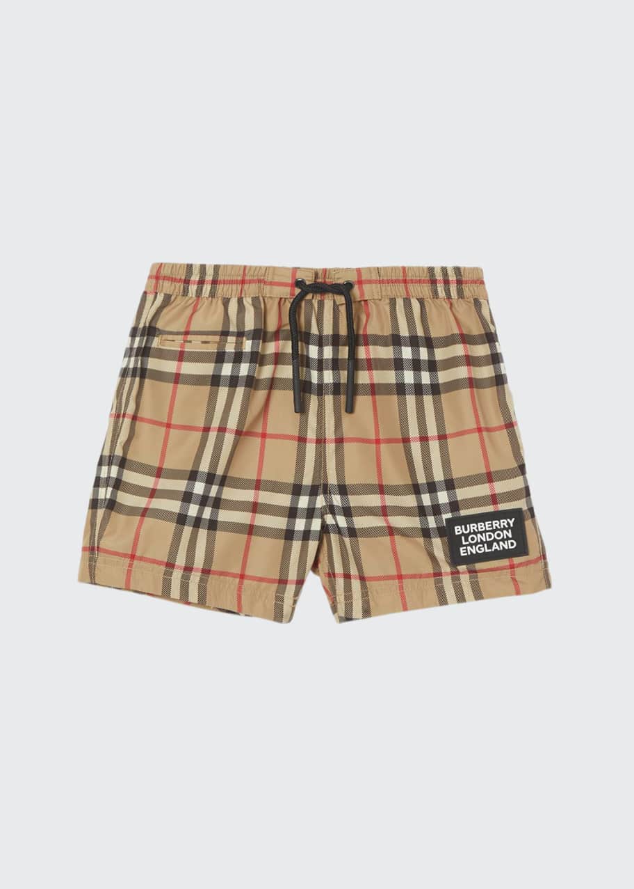 Burberry Boy's Kameron Check Swim Trunks, Size 6M-2 - Bergdorf Goodman