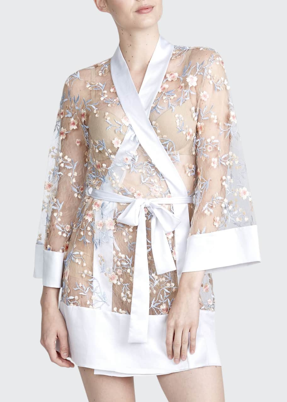 Rya Collection Laguna Floral Embroidered Sheer Robe - Bergdorf Goodman