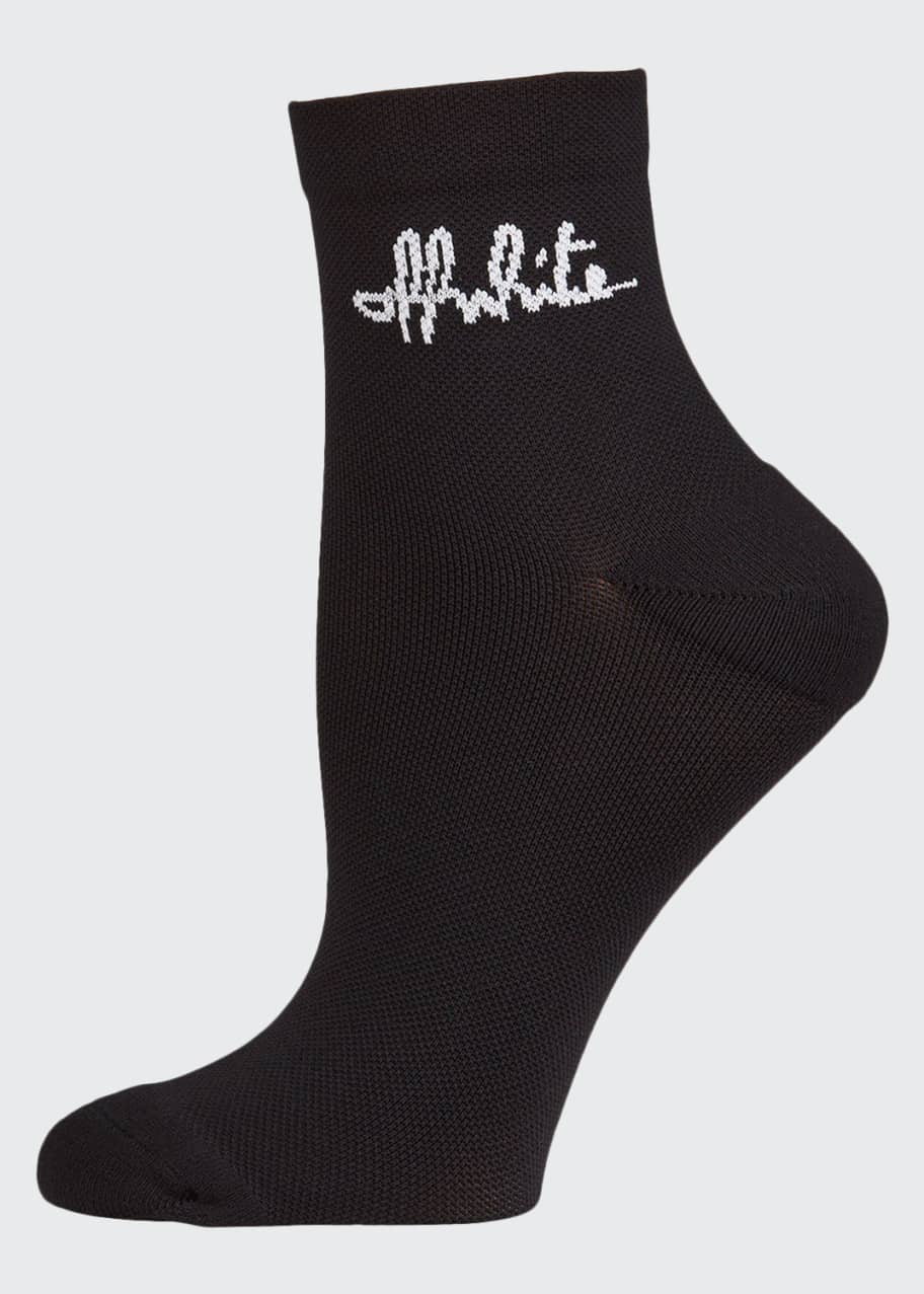 Off-White Logo Script Quarter Socks, Black - Bergdorf Goodman