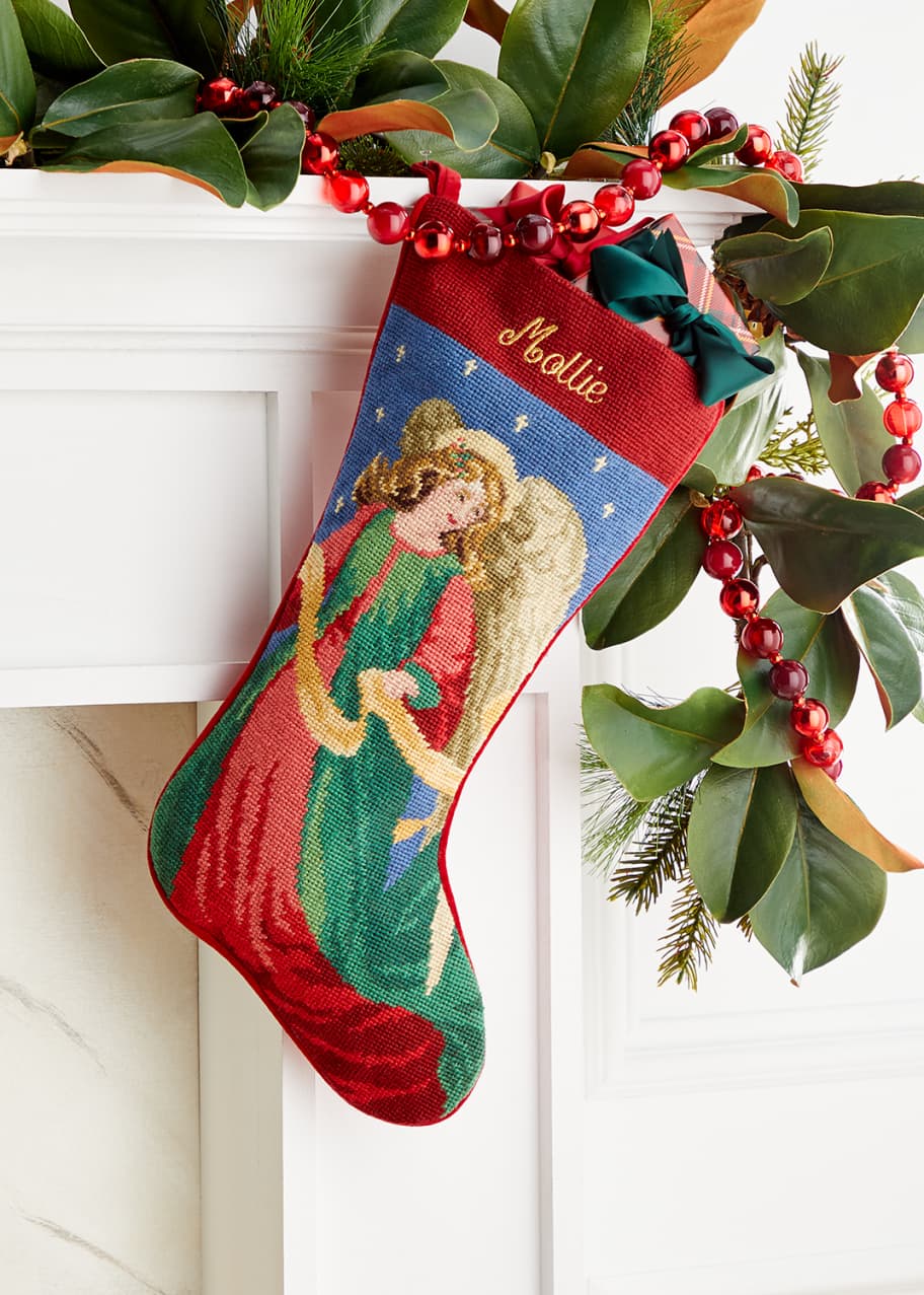 Sferra Needlepoint Angel Stocking, Personalized - Bergdorf Goodman