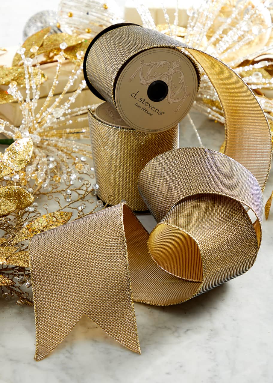 D. Stevens Silver And Gold Metallic Micro-Dot Ribbon, 4" x 10 yds ...