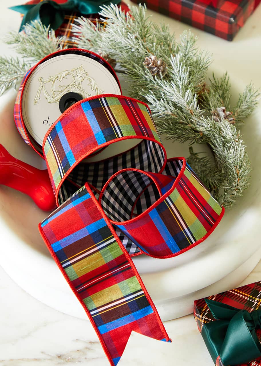 D. Stevens Reversible Tartan & Plaid Ribbon - Bergdorf Goodman