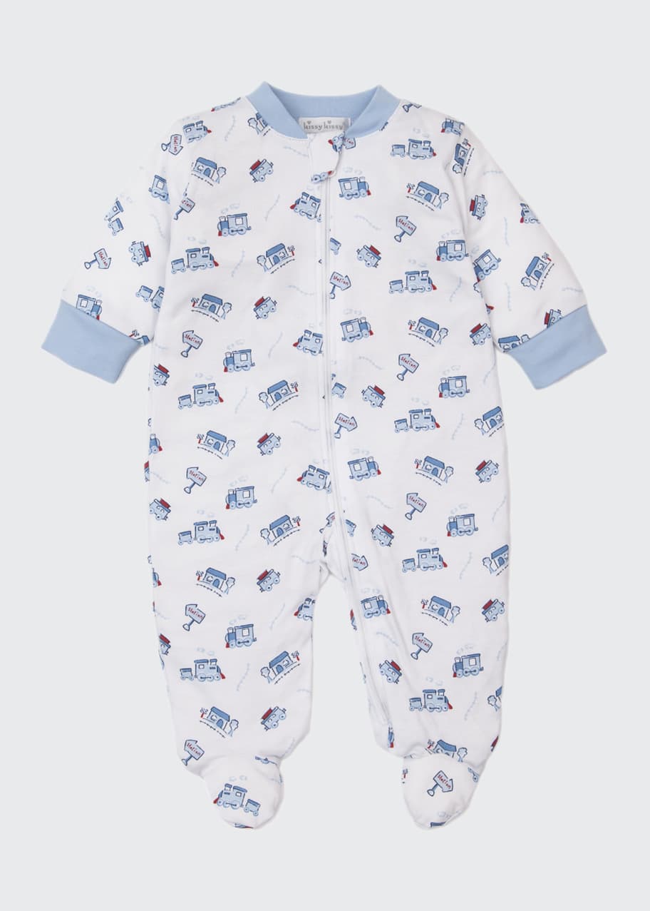 Kissy Kissy Rickety Railroad Zip-Front Footie Playsuit, Size Newborn-9 ...