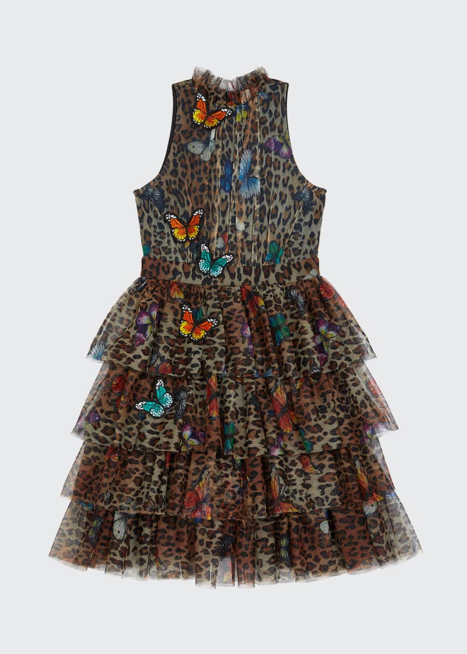 Hannah Banana Leopard Butterfly Dress, Size 7-14 - Bergdorf Goodman