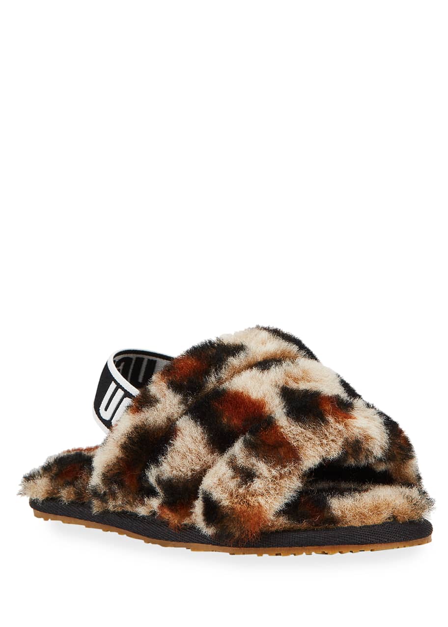 UGG Girl's Fluff Yeah Leopard Shearling Slides, Baby/Toddlers ...