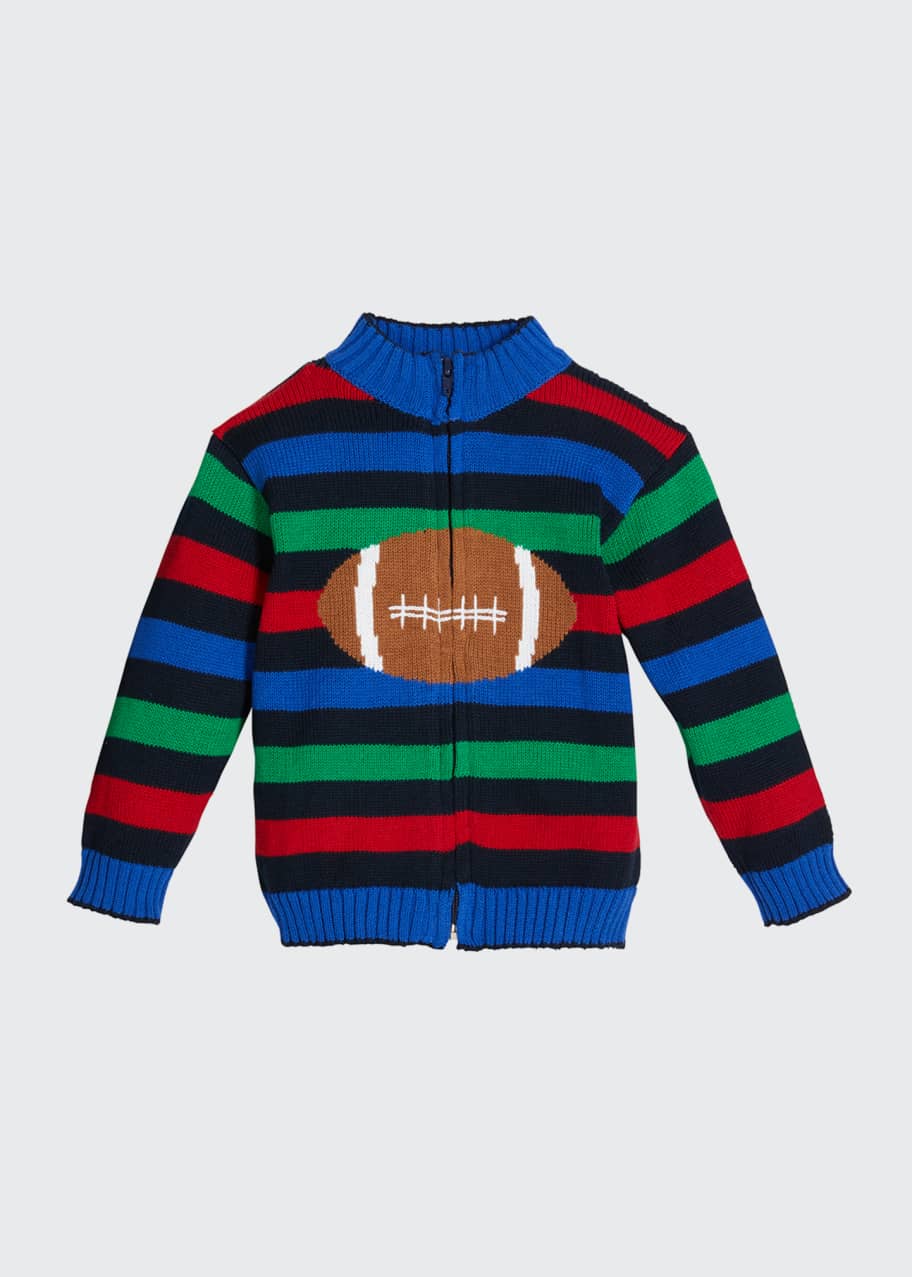 Florence Eiseman Boy's Multicolor Striped Football Intarsia Jacket ...