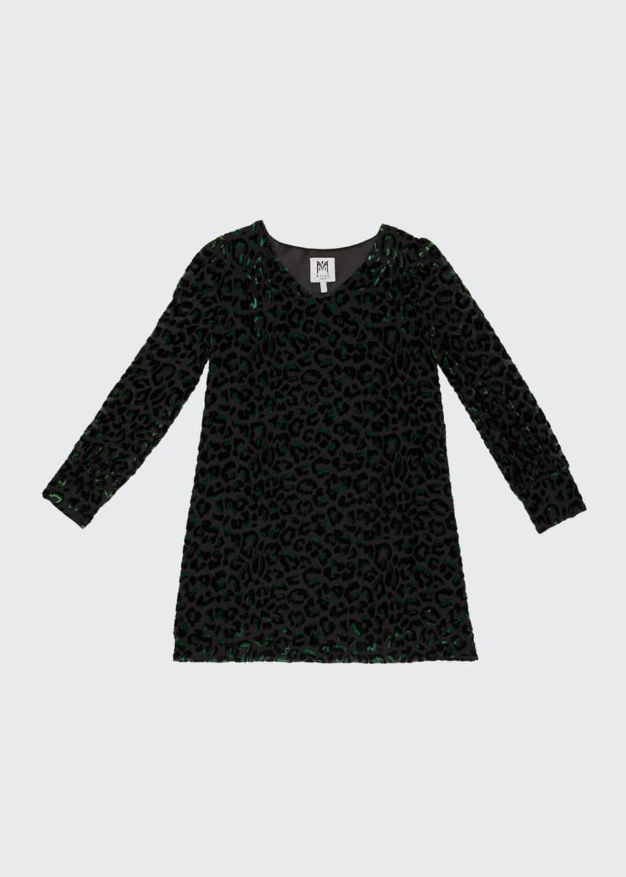 Milly Minis Girl's Lylah Leopard Velvet Burnout Dress, Size 7-16 ...