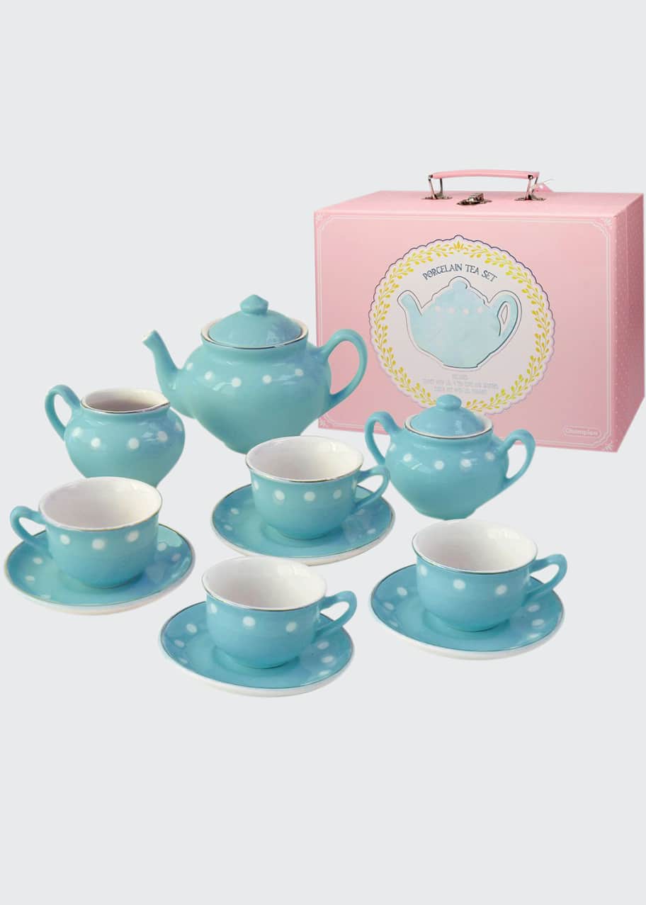 Bright Stripes Kid's Classic Robin's Egg Blue Porcelain Tea Set ...
