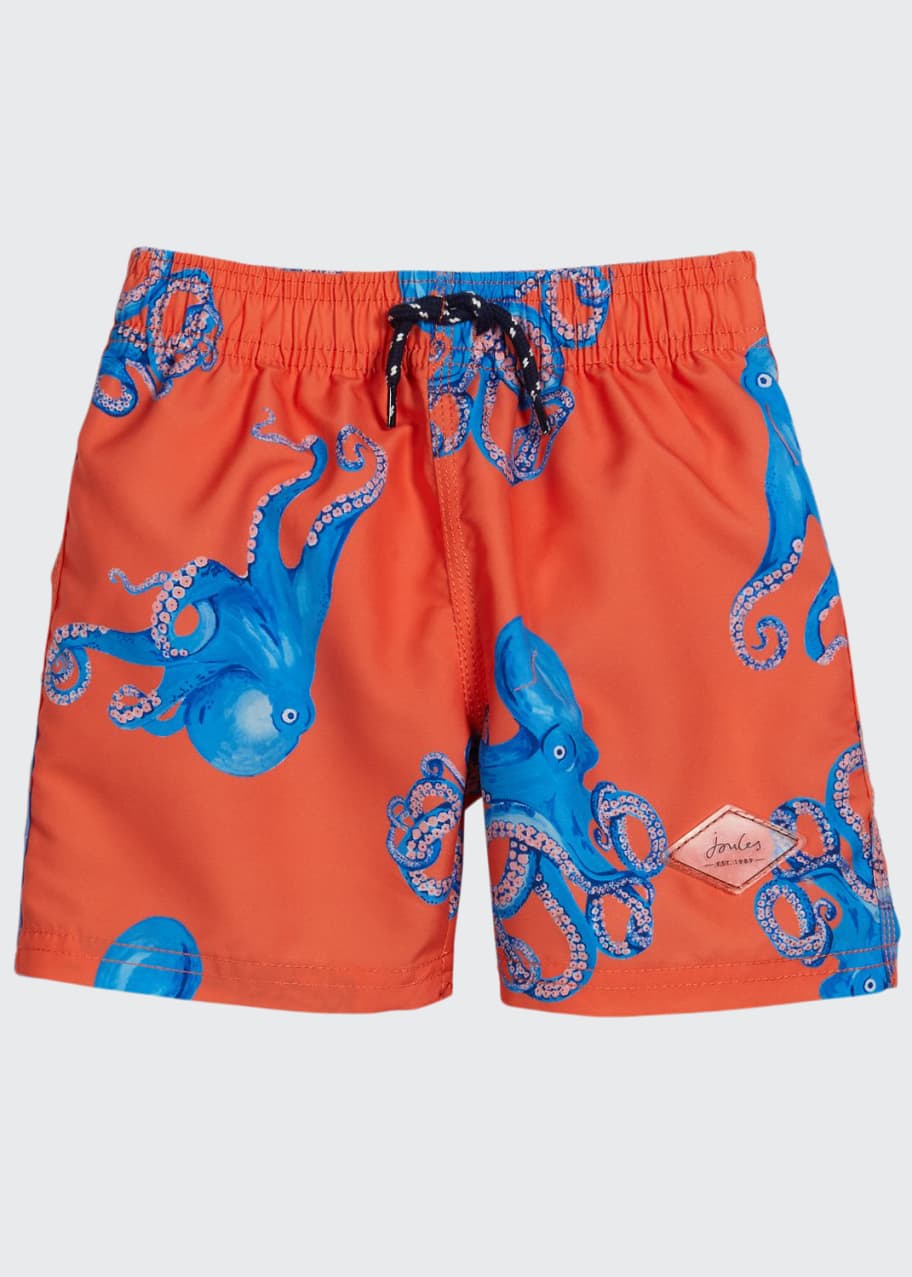 Joules Boy's Octopus-Print Swim Trunks, Size 2-6 - Bergdorf Goodman