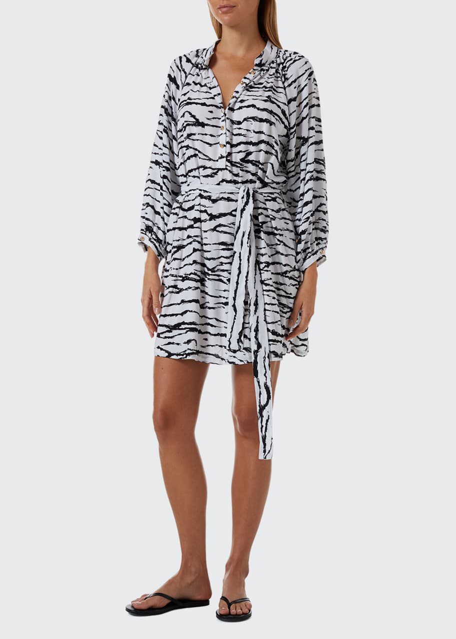 Melissa Odabash Amy Tiger-Stripe Coverup Shirtdress - Bergdorf Goodman