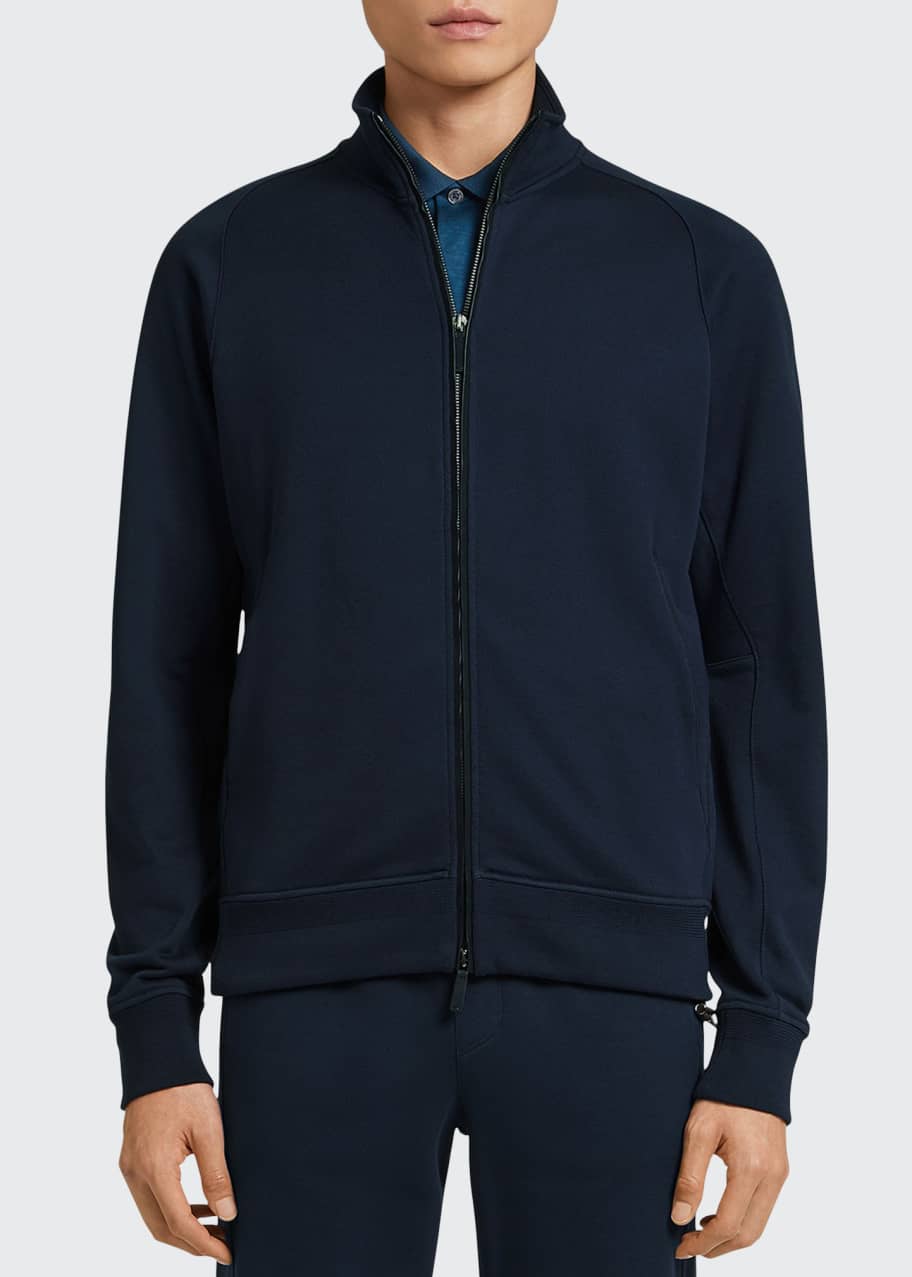 ZEGNA Men's Solid Premium Cotton Track Jacket - Bergdorf Goodman