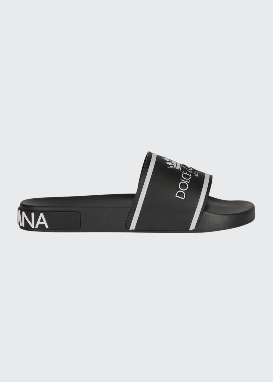 Dolce&Gabbana Men's DG Milano Logo Pool Slide Sandals - Bergdorf Goodman