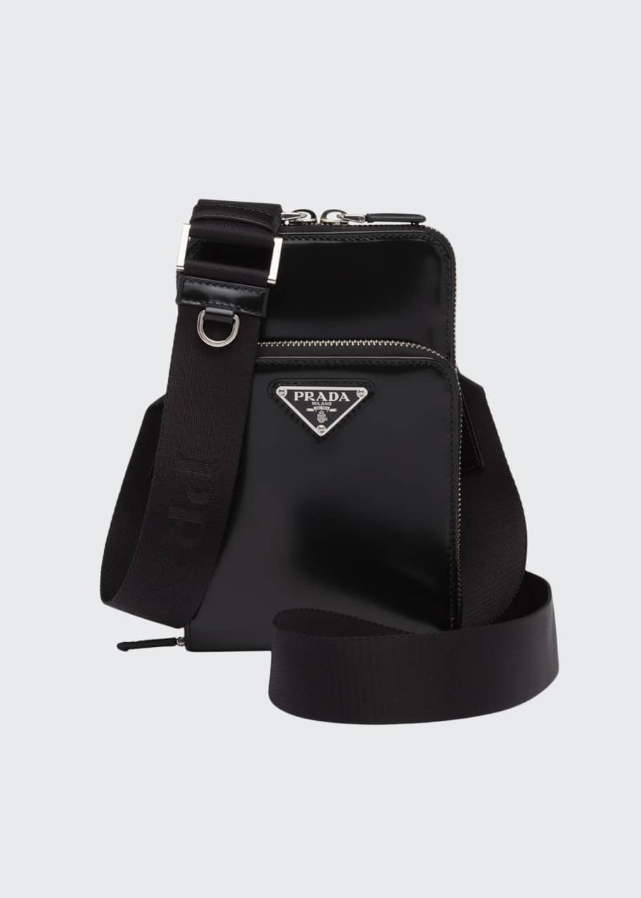 Prada Men's Brushed Leather Phone Bag - Bergdorf Goodman