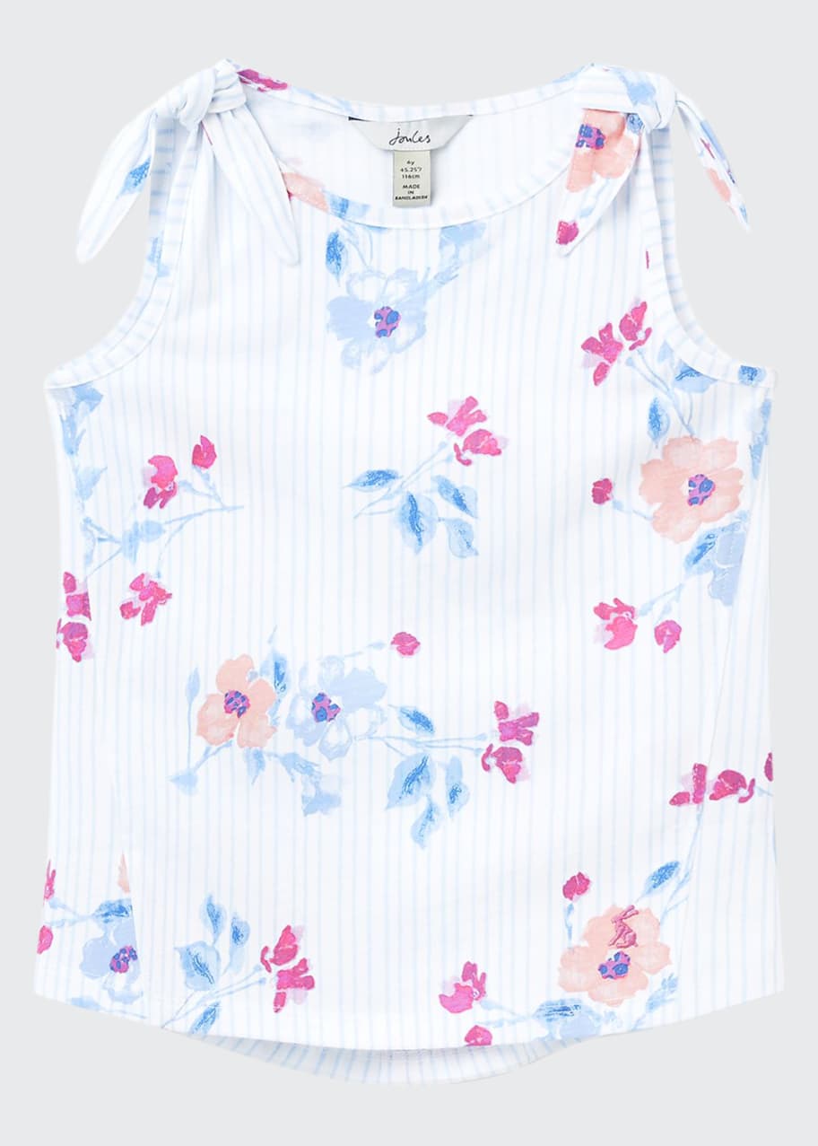 Joules Girl's Iris Striped Floral Tank Top, Size 4-10 - Bergdorf Goodman