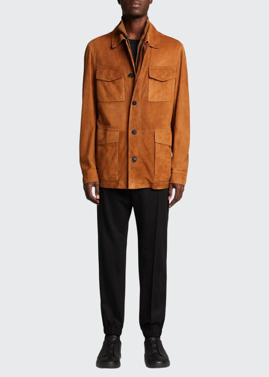 ZEGNA Men's Lamb Suede Safari Jacket - Bergdorf Goodman