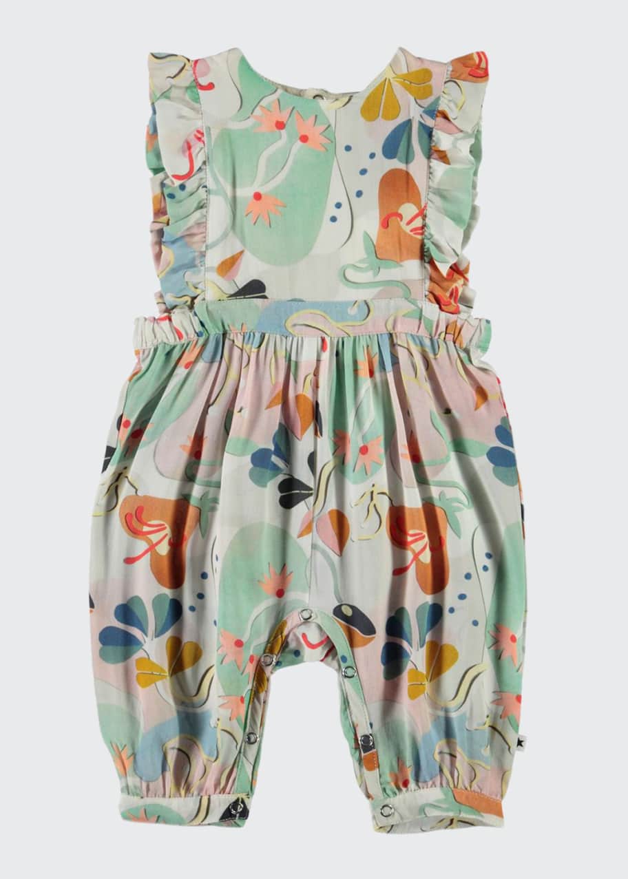Molo Girl's Fabia Paper-Cut Floral-Print Ruffle Romper, Size 3-18M ...