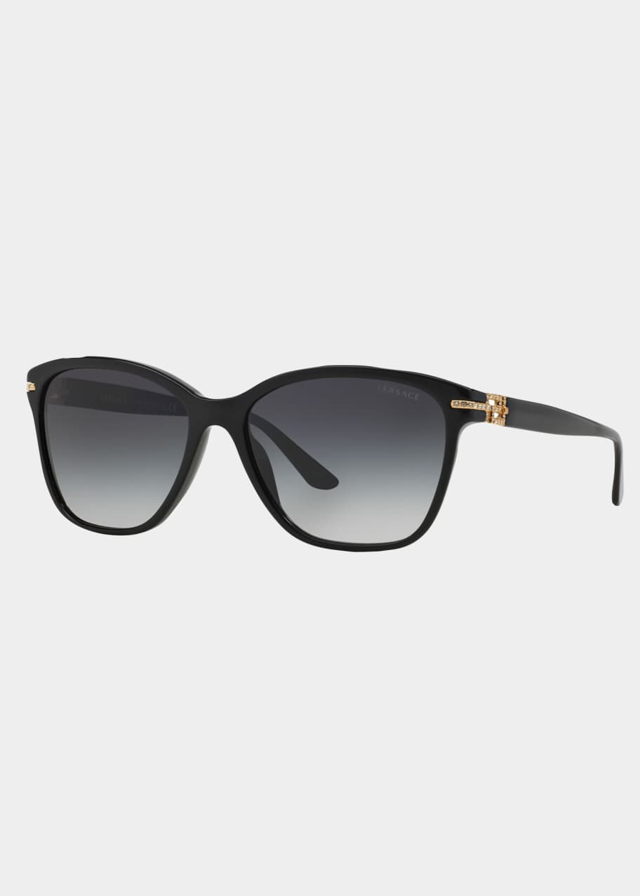 Versace Gradient Square Sunglasses w/ Crystal Trim - Bergdorf Goodman
