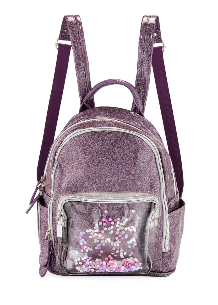 Bari Lynn Girls' Sparkle Backpack w/ Floating Confetti Front Pocket ...