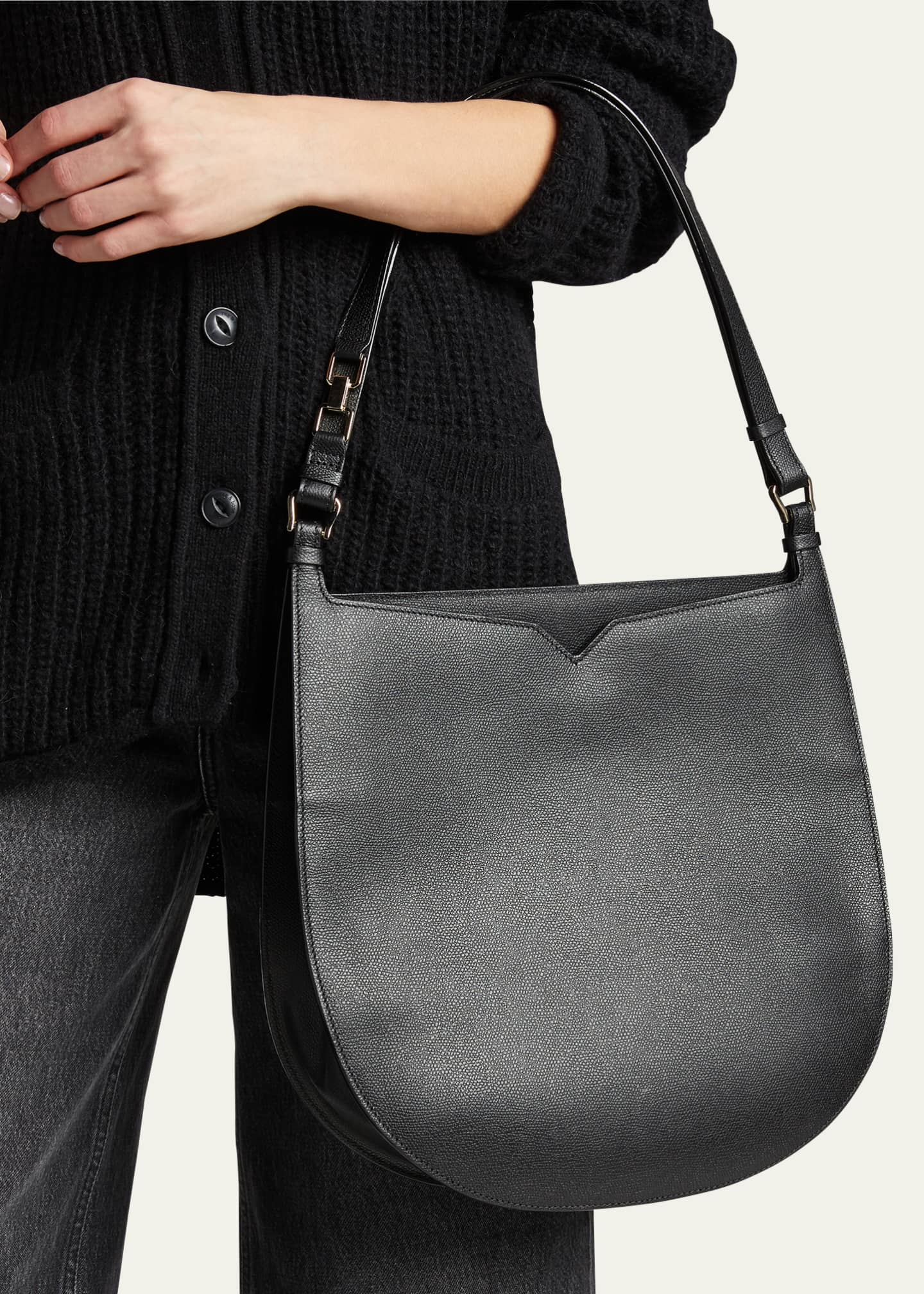 Valextra Weekend Hobo Large Leather Shoulder Bag - Bergdorf Goodman