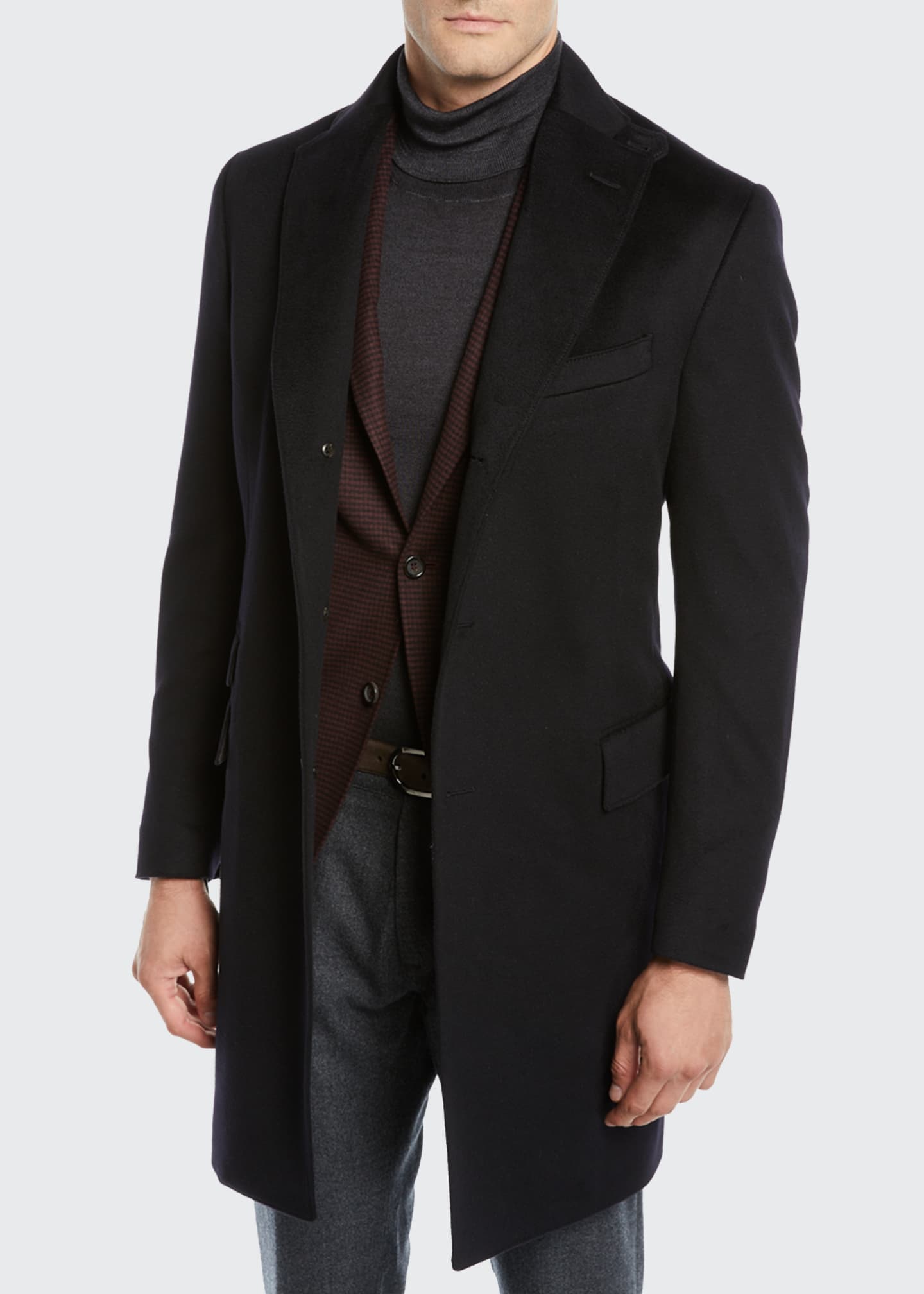 Corneliani Men's ID Wool Top Coat, Black - Bergdorf Goodman