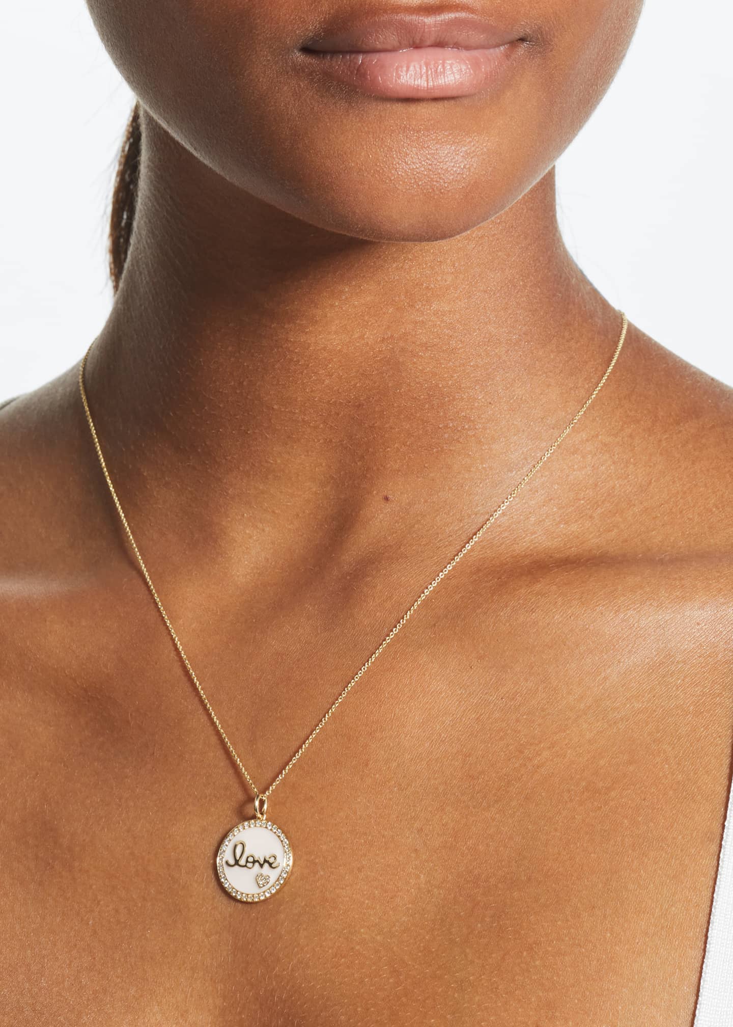 Sydney Evan 14k Gold Love Medallion Necklace w/ Enamel & Diamonds ...