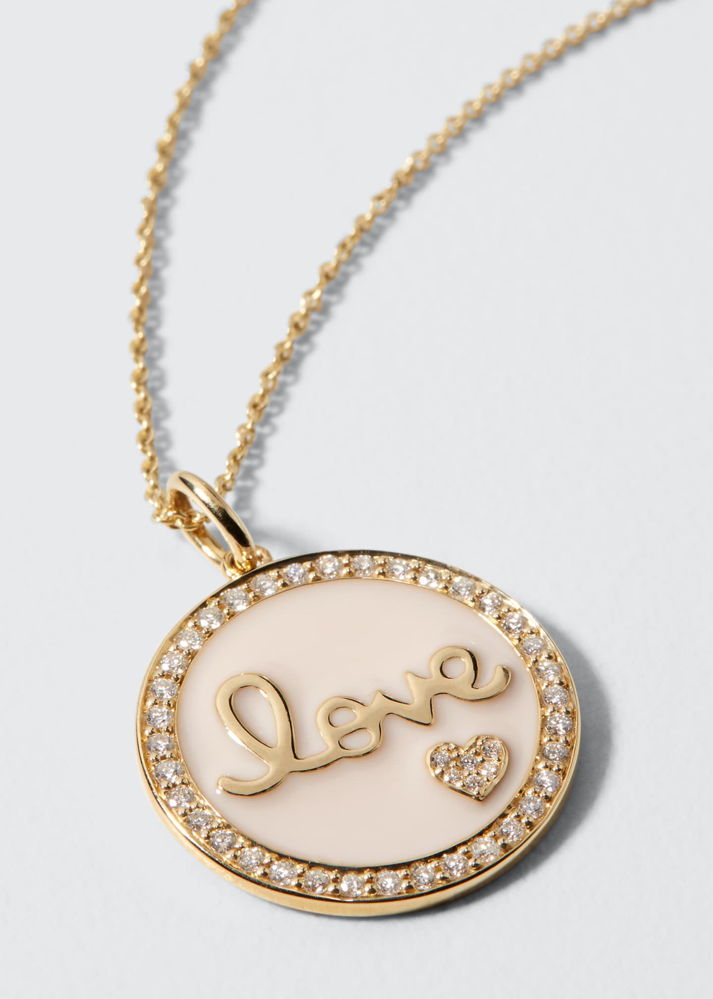 Sydney Evan 14k Gold Love Medallion Necklace w/ Enamel & Diamonds ...