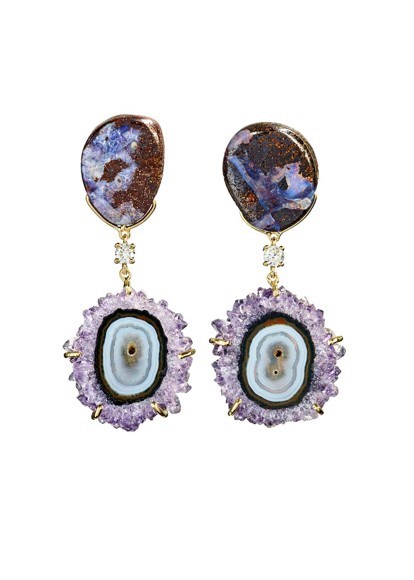 Jan Leslie 18k Bespoke 2-Tier One-of-a-Kind Luxury Earrings w/ Natural ...