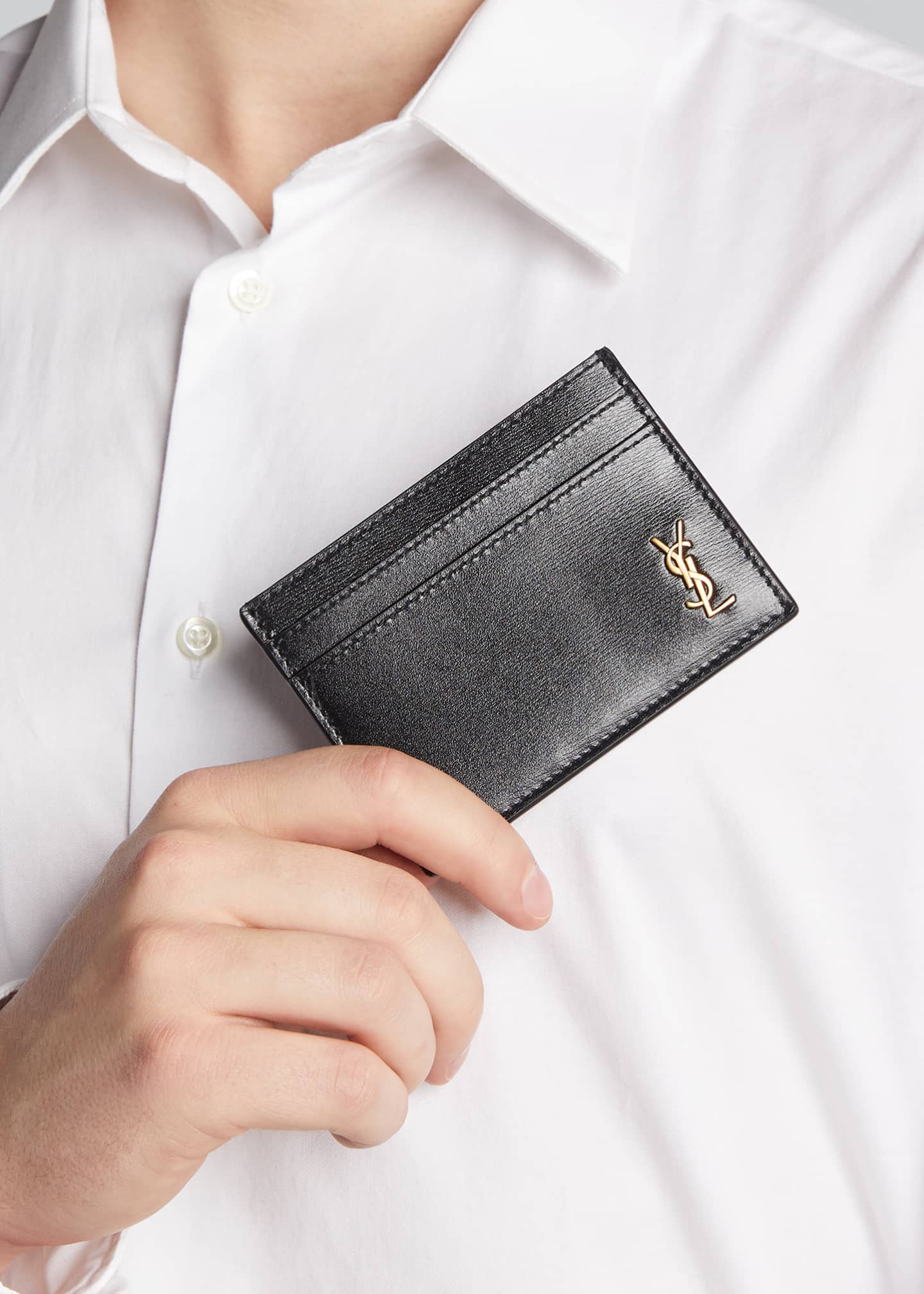 Saint Laurent Men's YSL Monogram Card Case - Bergdorf Goodman