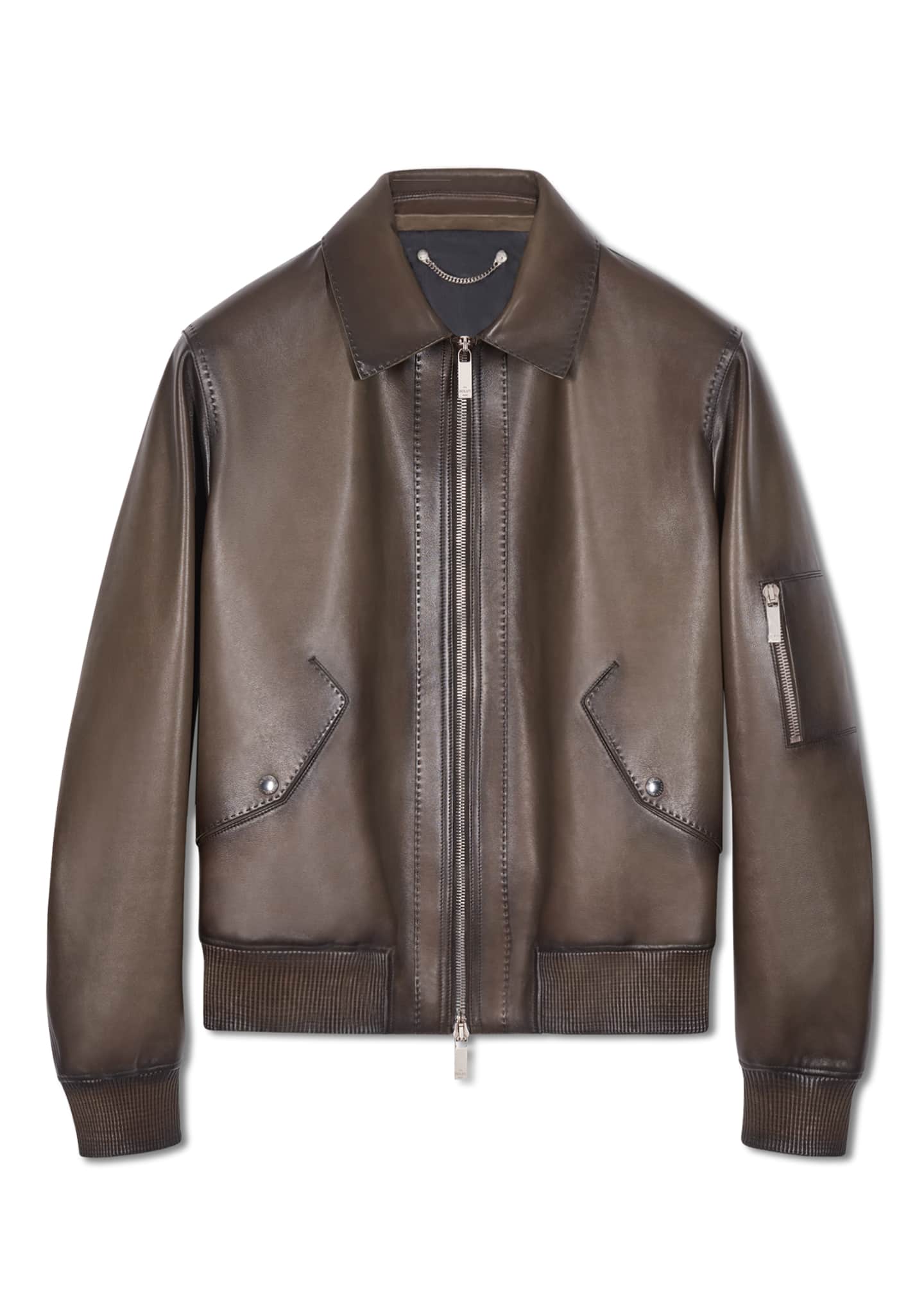 Berluti Men's Calfskin Leather Bomber Jacket - Bergdorf Goodman