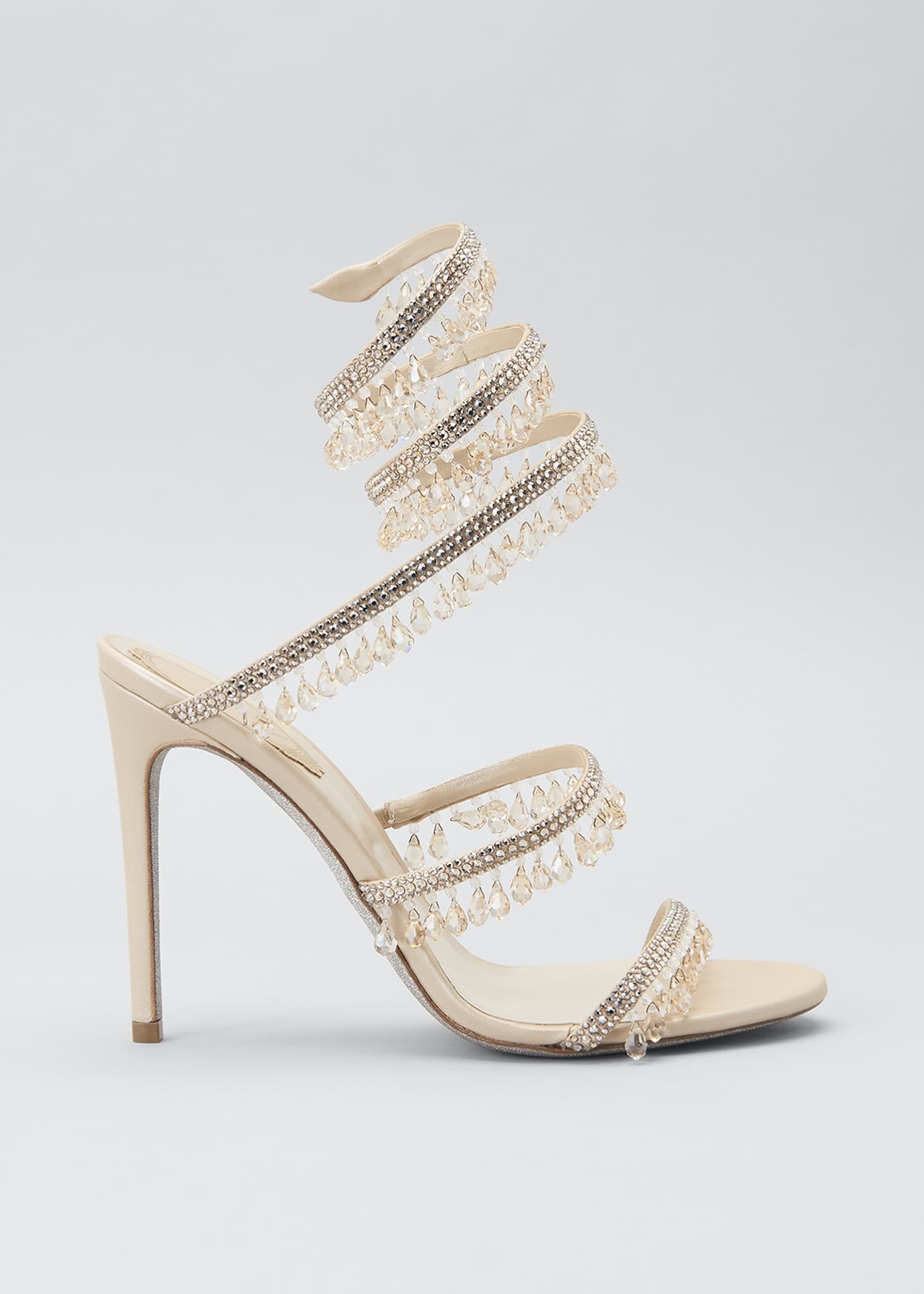 Rene Caovilla Chandelier Snake Beaded Crystal Ankle-Wrap Sandals ...