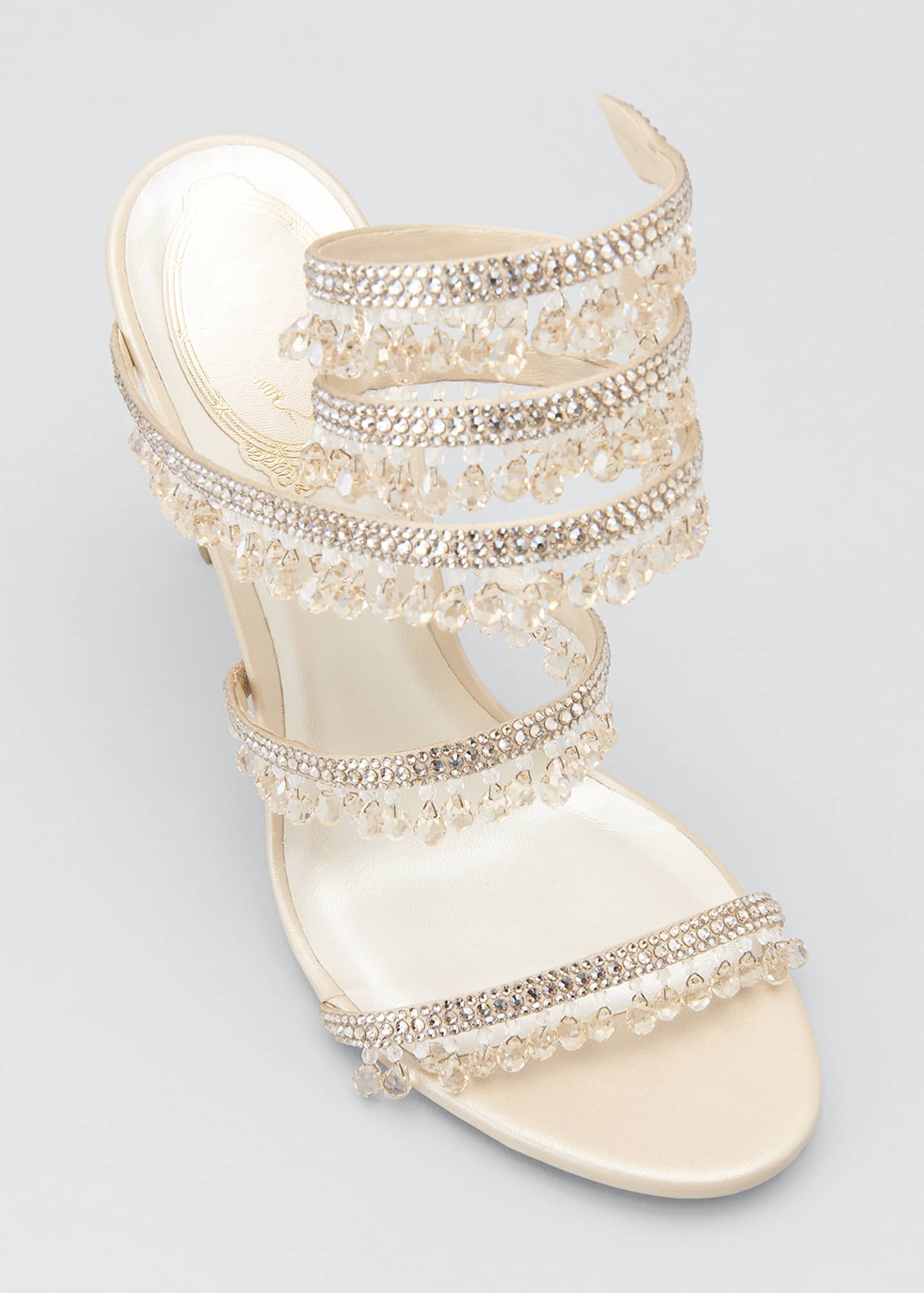 Rene Caovilla Chandelier Snake Beaded Crystal Ankle-Wrap Sandals ...