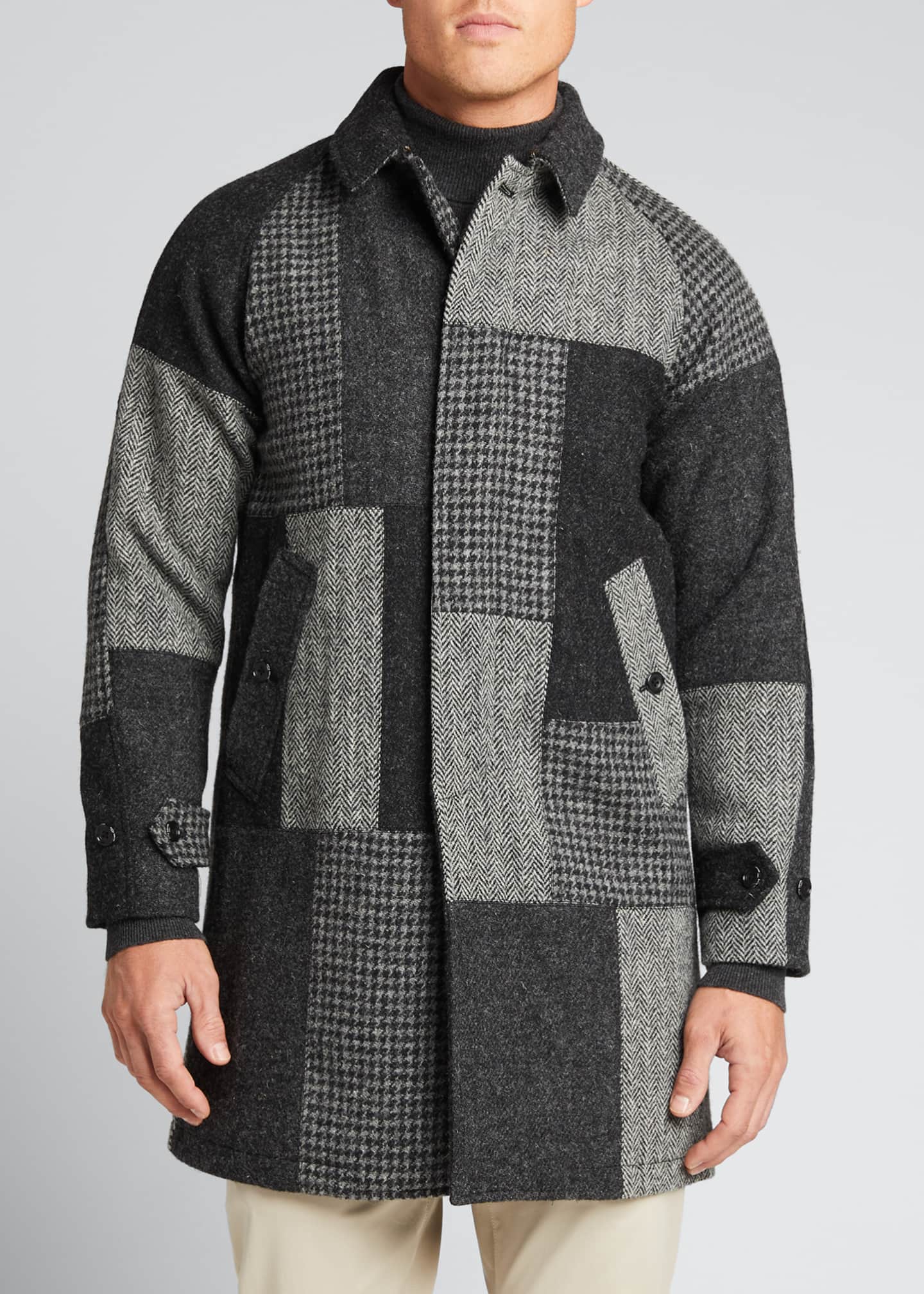 Beams Plus Men's Harris Patchwork Wool Tweed Overcoat - Bergdorf Goodman