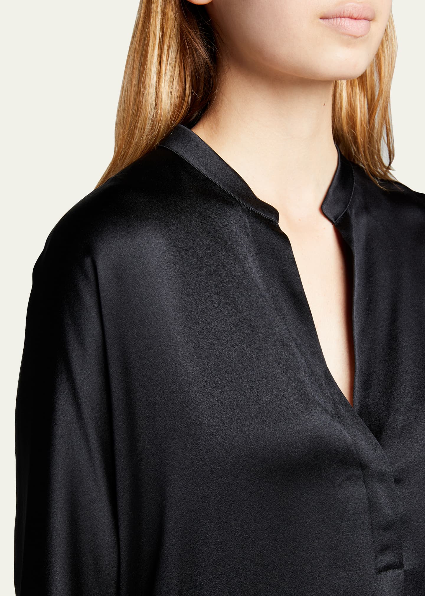 Vince Silk Band-Collar Blouse - Bergdorf Goodman