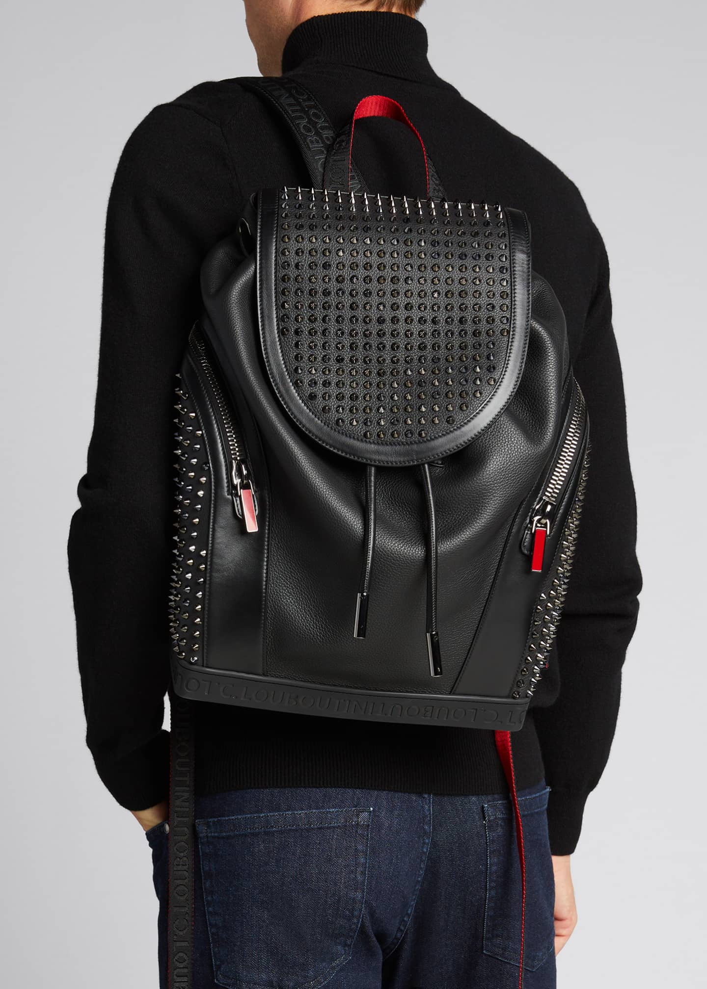 Christian Louboutin Men's Explorafunk Small Calf Empire Spikes Backpack ...