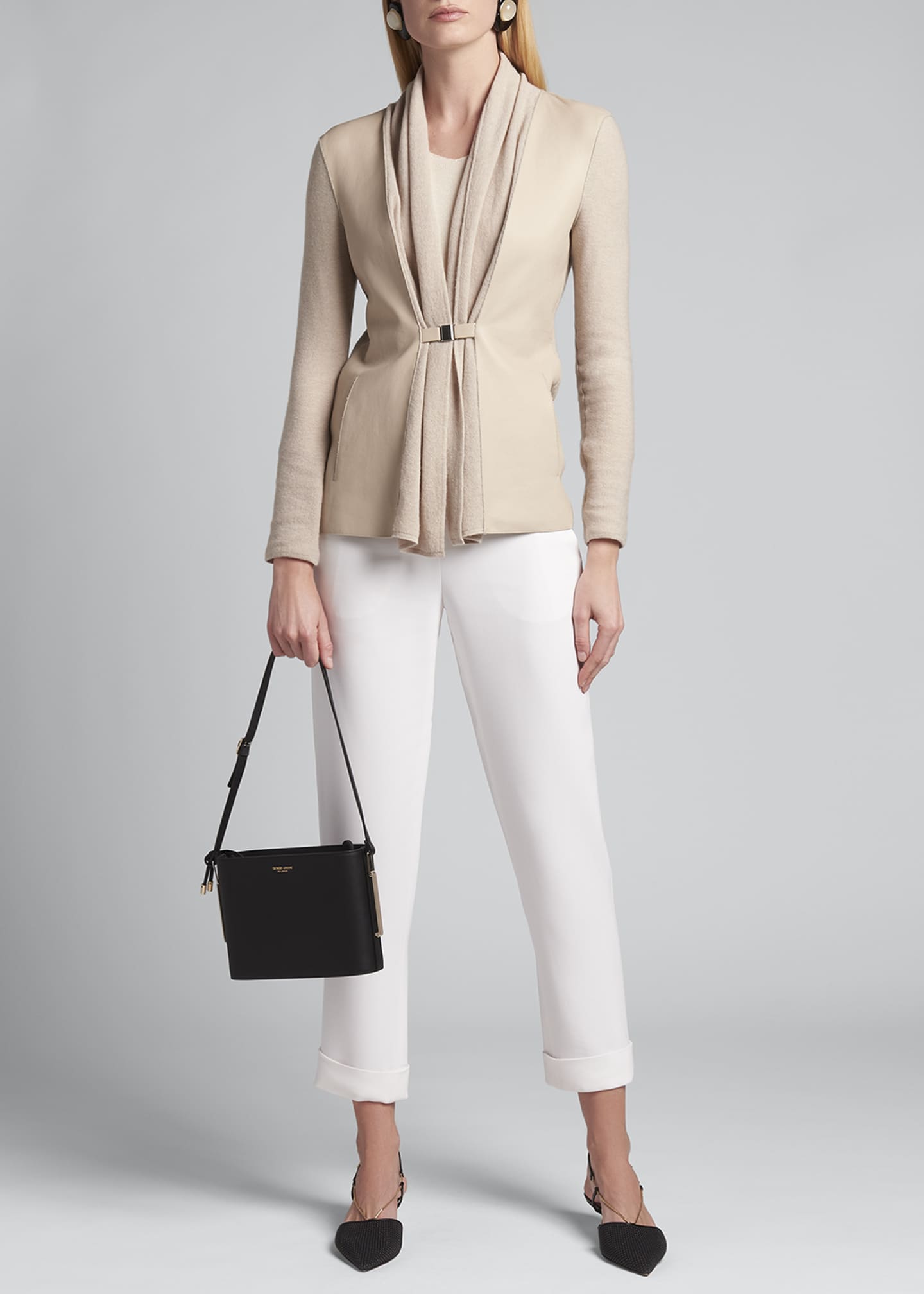 Giorgio Armani Cashmere Jacket w/ Leather Panels - Bergdorf Goodman