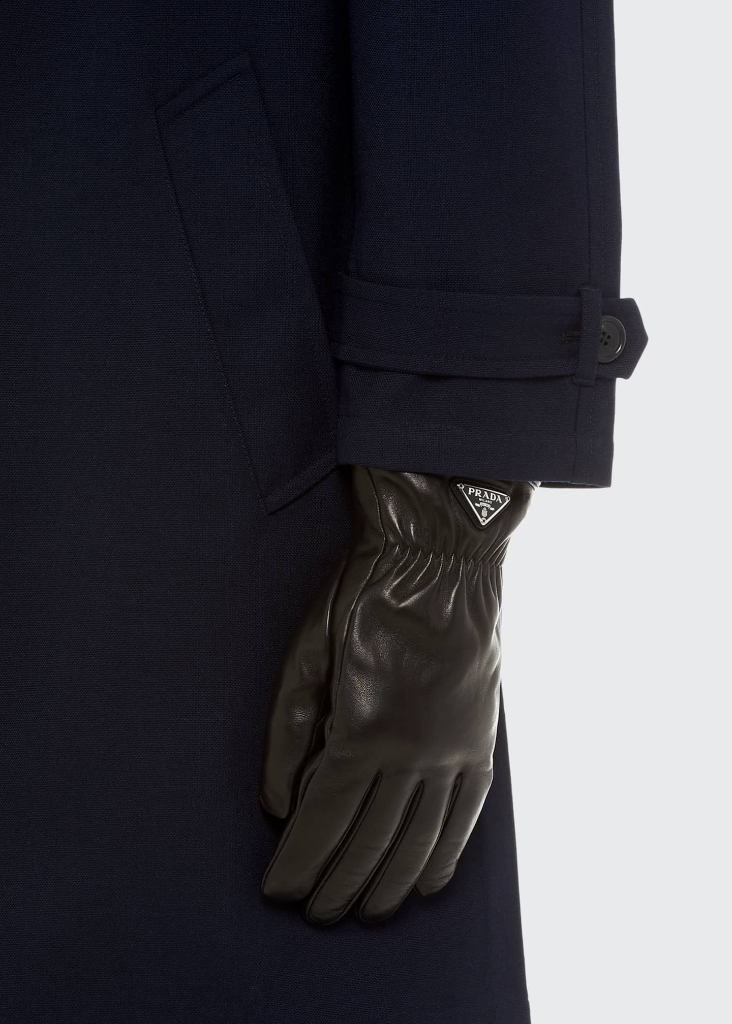 Prada Men's Napa Gloves with Triangle Logo - Bergdorf Goodman
