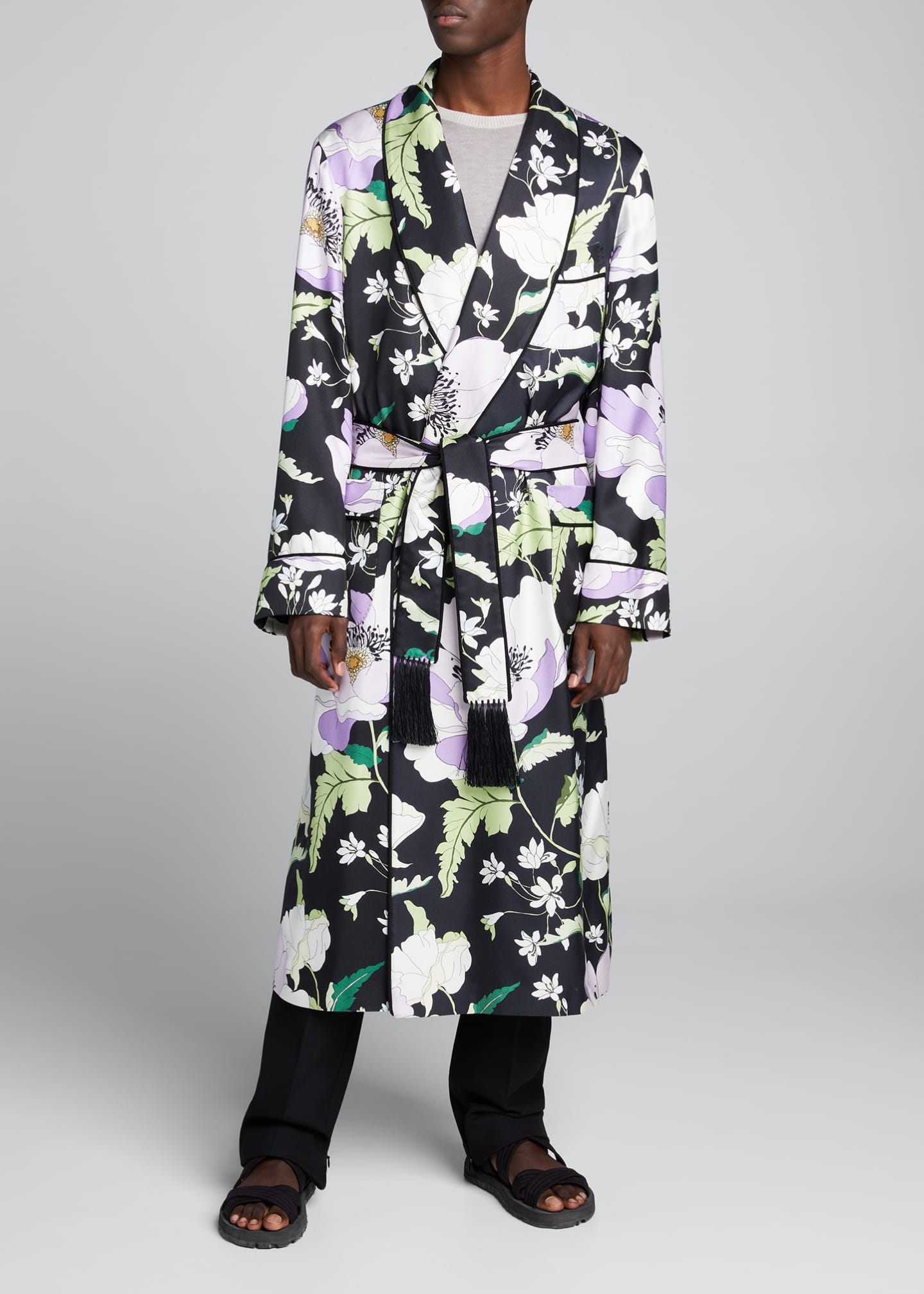 TOM FORD Men's Silk Grand Poppy Floral-Print Robe - Bergdorf Goodman