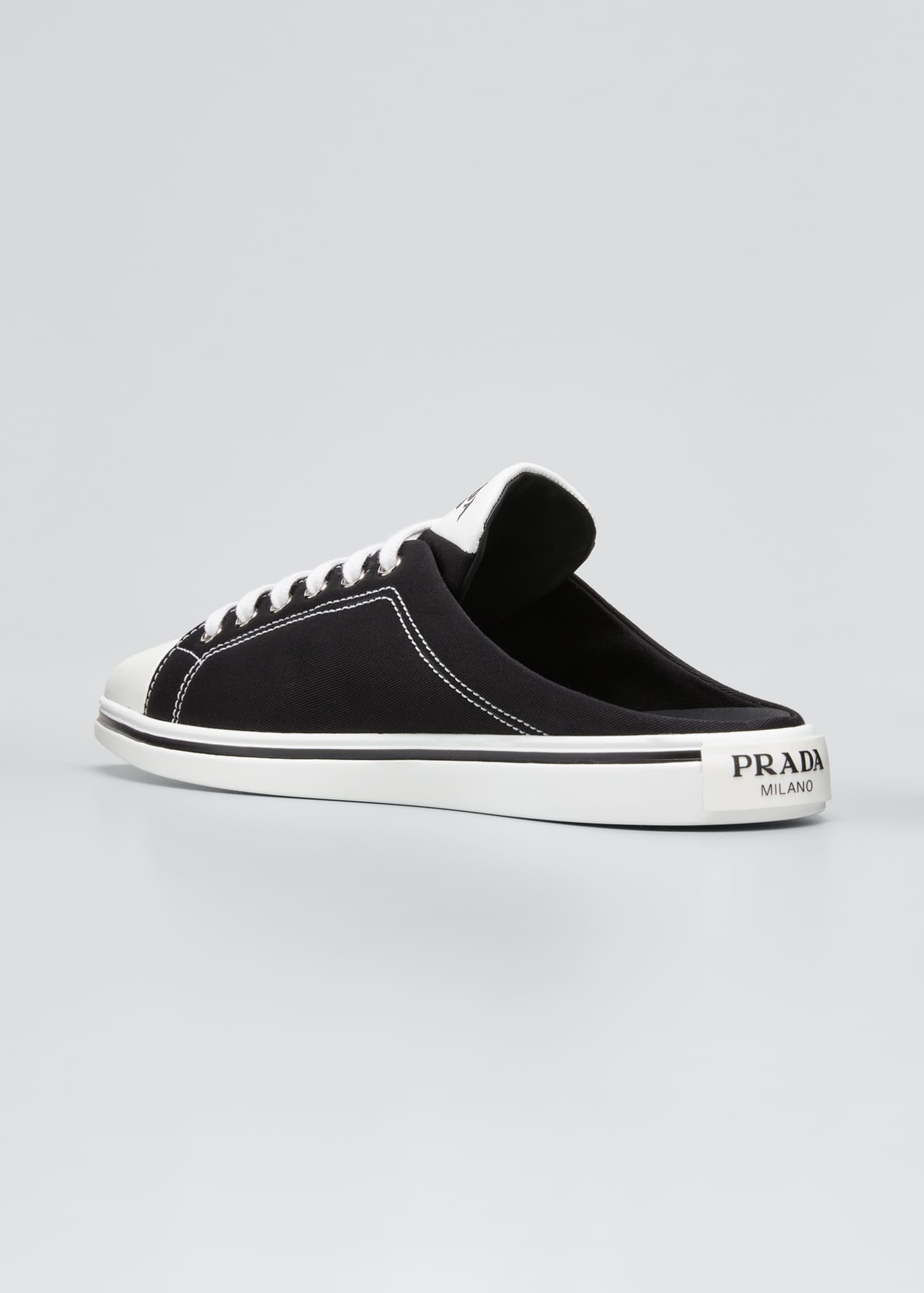 Prada Point-Toe Canvas Mule Sneakers - Bergdorf Goodman