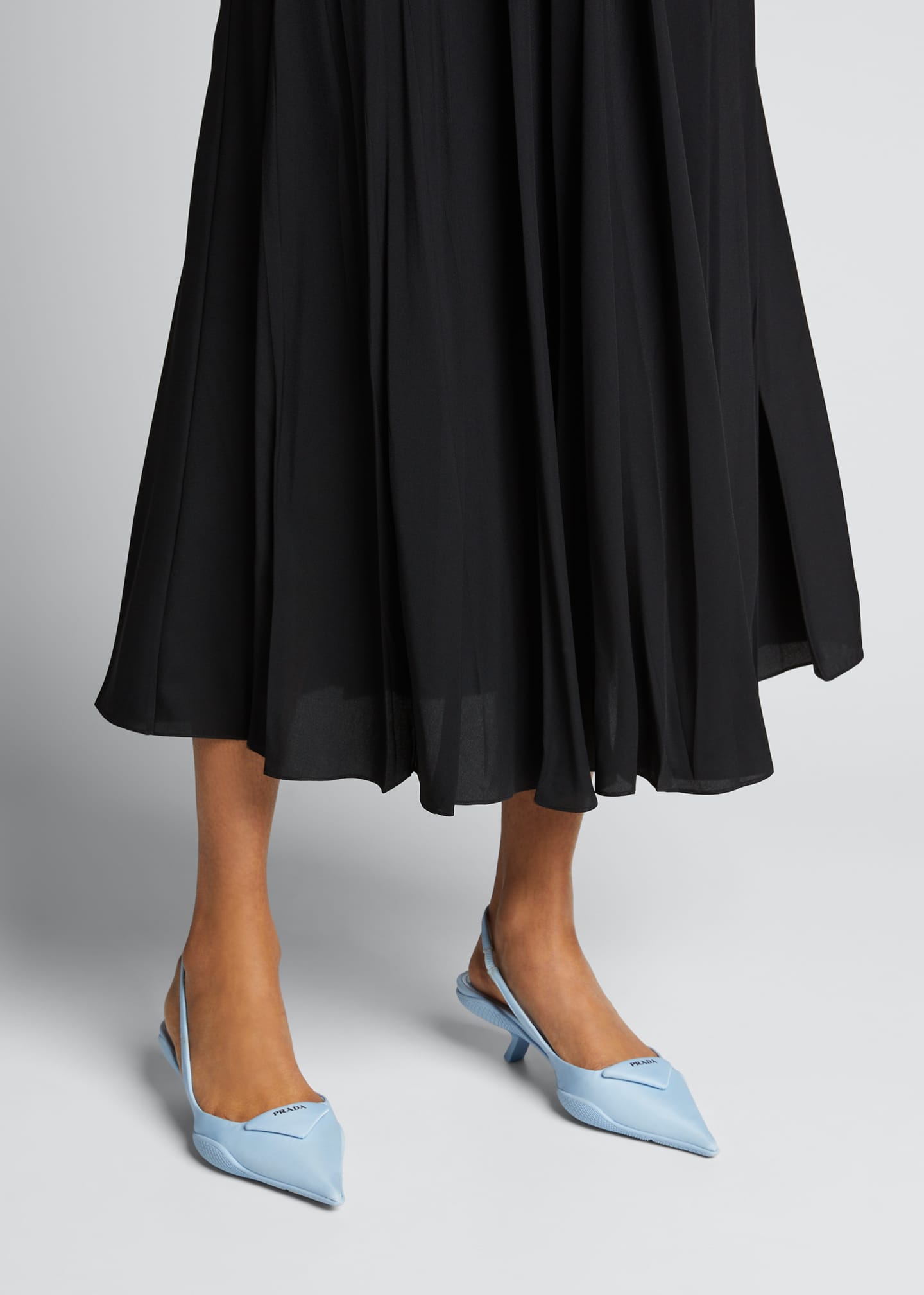 Prada Triangle Kitten-Heel Slingback Pumps - Bergdorf Goodman