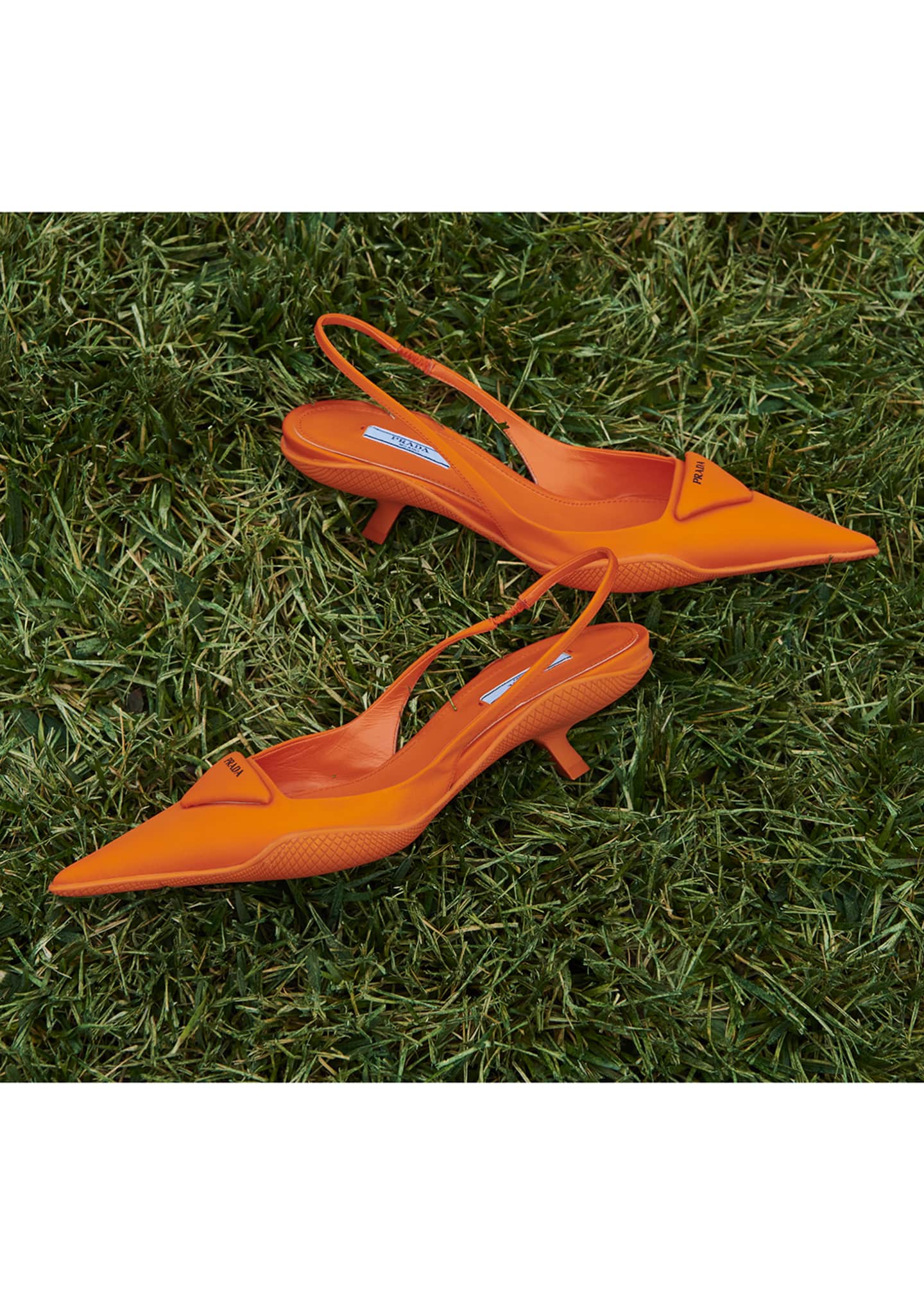 Prada Triangle Kitten-Heel Slingback Pumps - Bergdorf Goodman