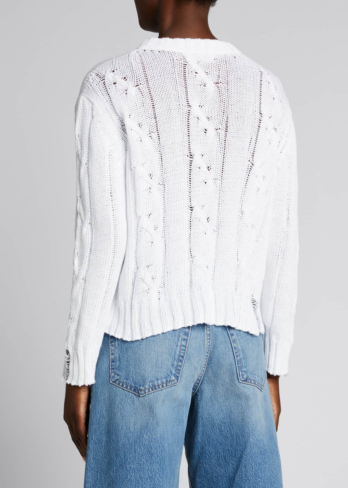 Christina Lehr Suss Distressed Cable-Knit Sweater - Bergdorf Goodman