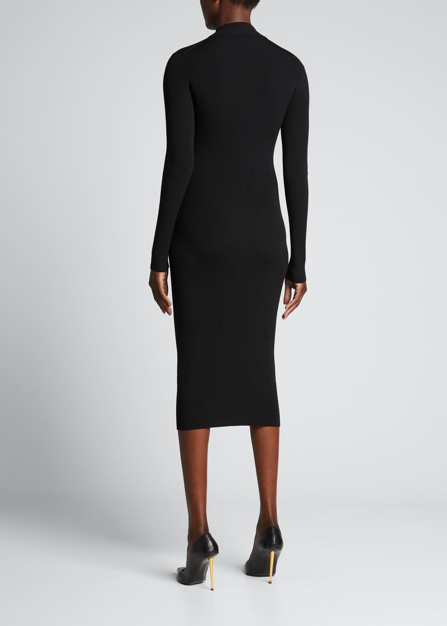 TOM FORD Zip-Front Ribbed Midi Dress - Bergdorf Goodman