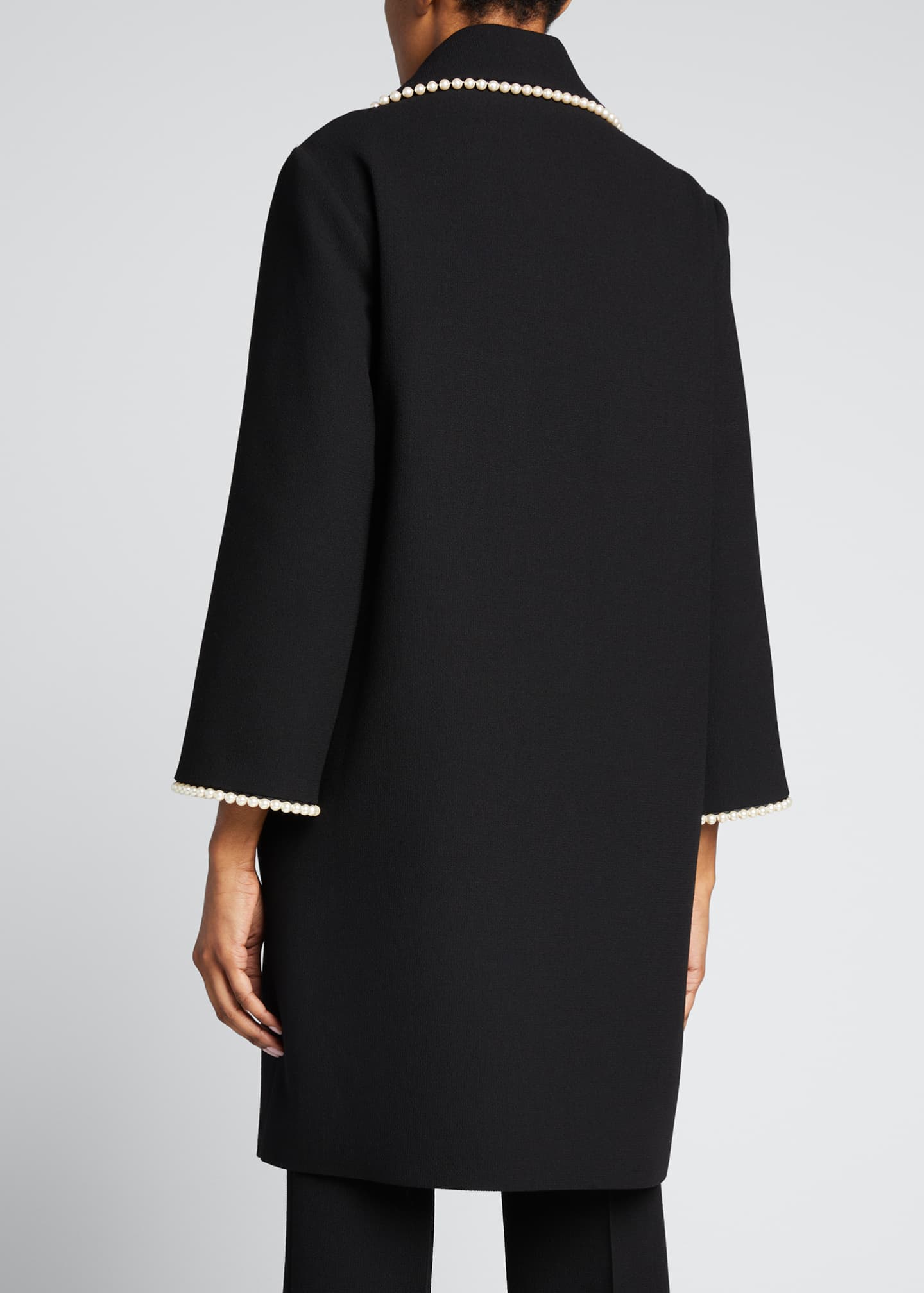 Andrew Gn Pearl-Trimmed Long Coat w/ Jewel Buttons - Bergdorf Goodman
