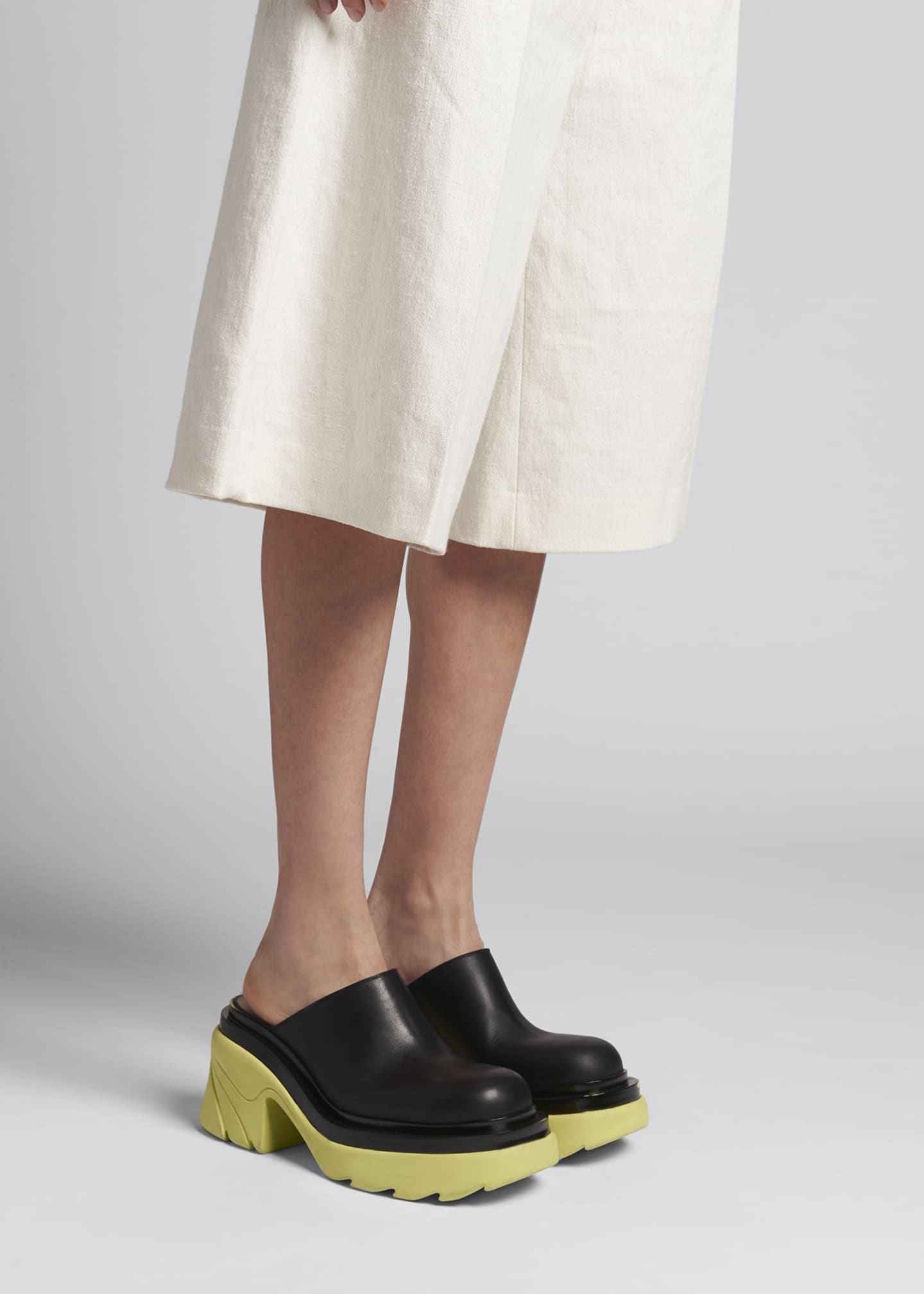Bottega Veneta Calfskin Contrast-Sole Mules - Bergdorf Goodman
